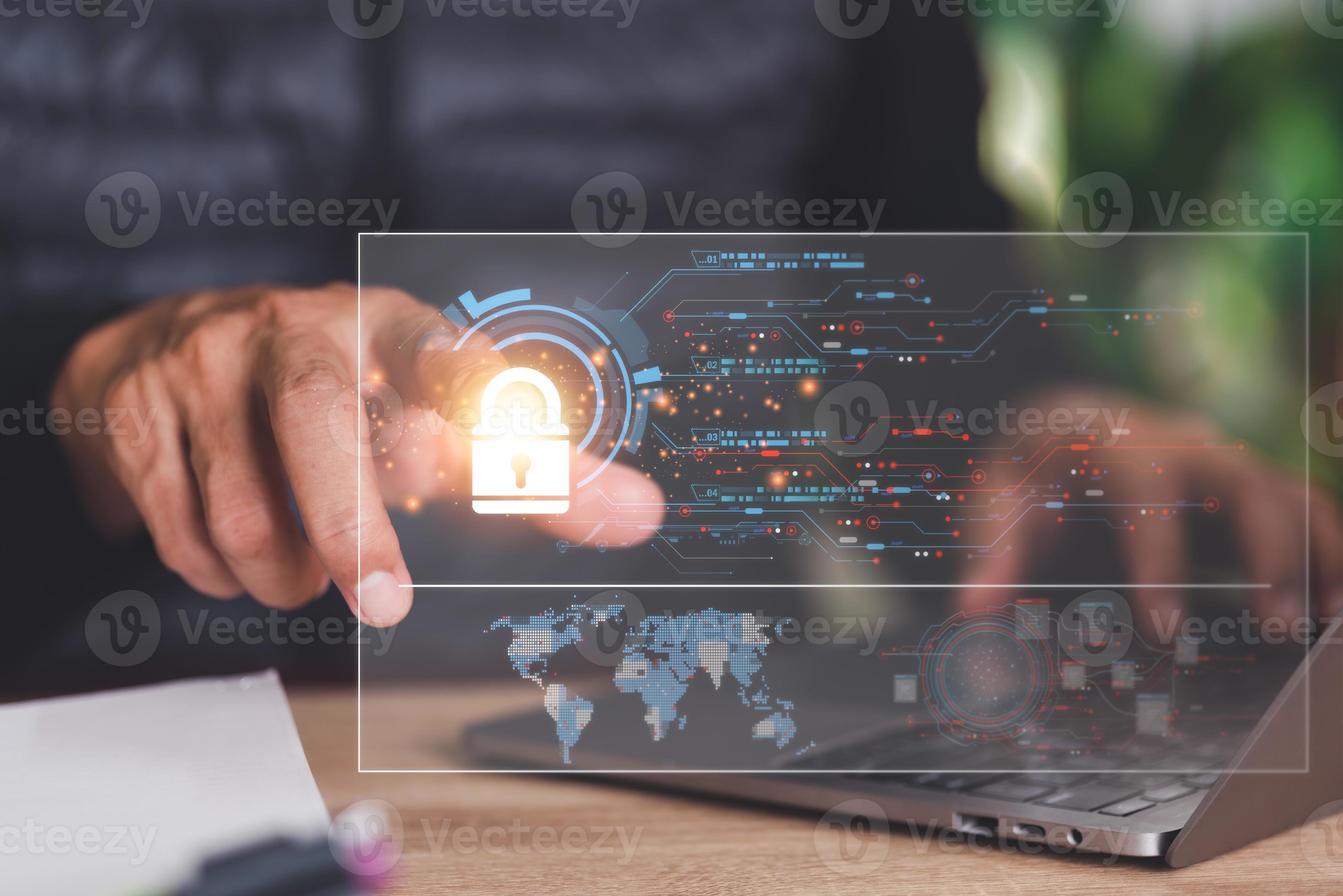 Businessman Connected Network With Virtual Icon Internet Security