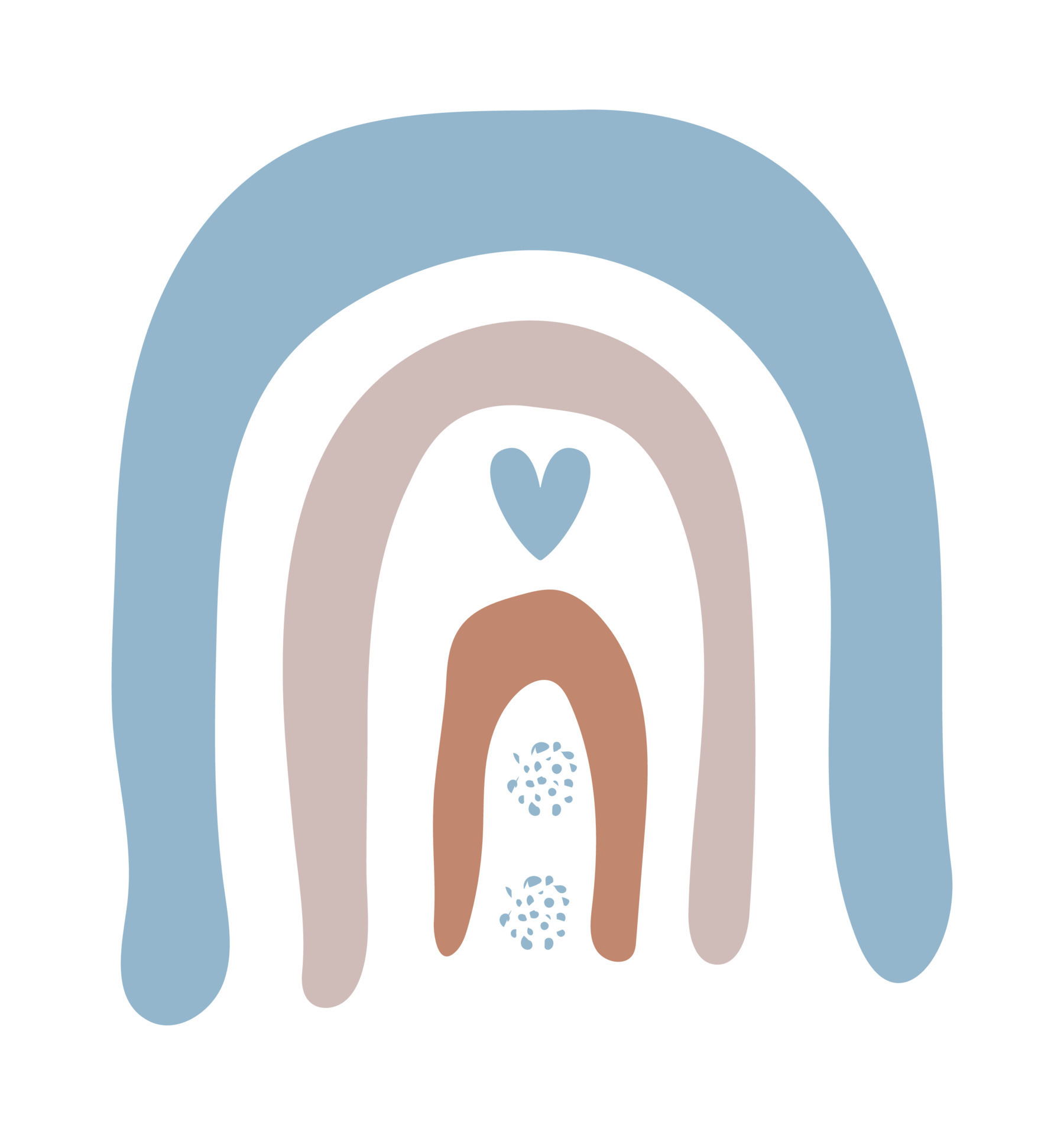 Cute boho rainbow in minimal style, vector illustration in beige and ...