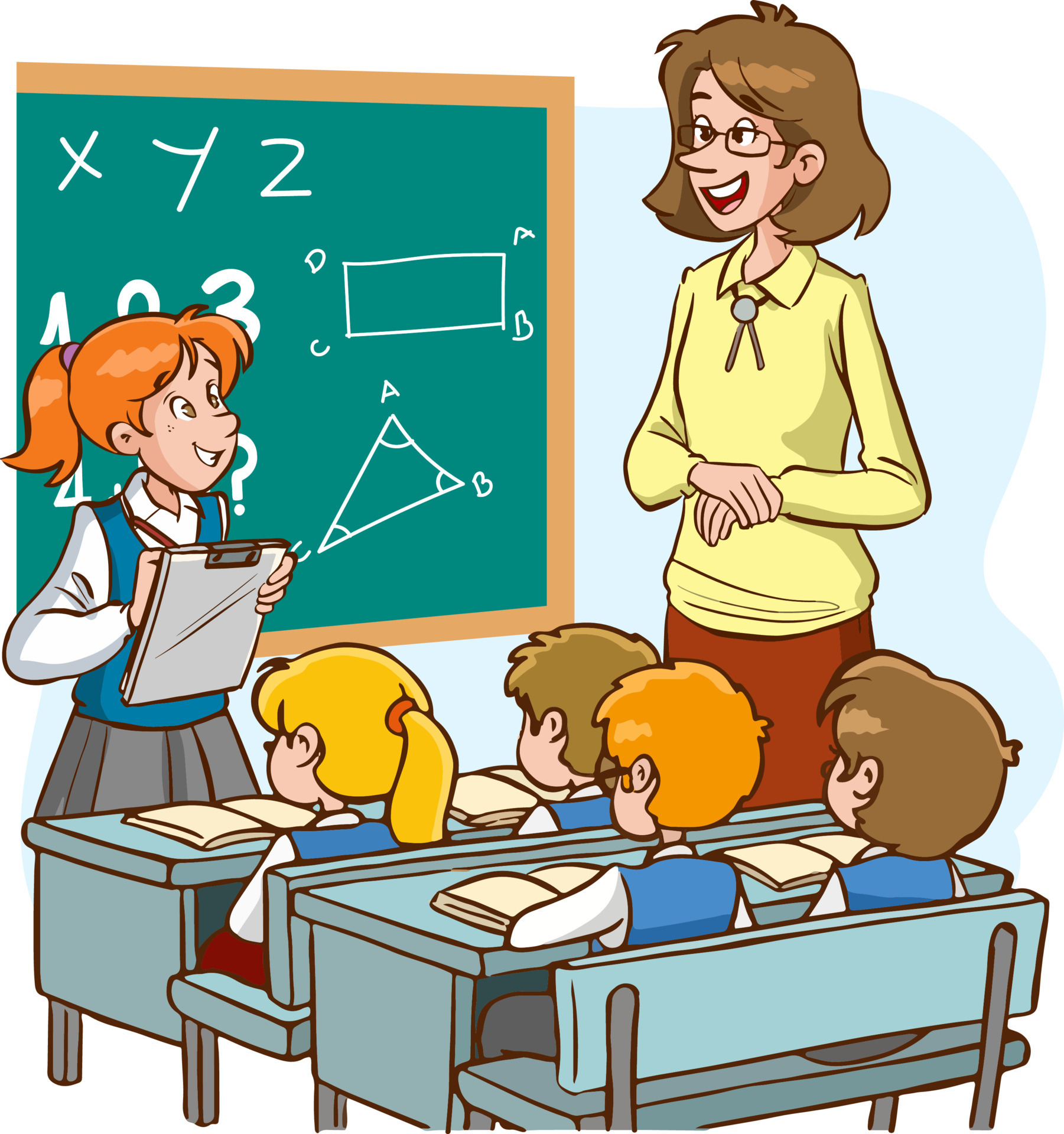 Teacher And Students Are Studying In The Classroom Cartoon Vector teacher-and-students-are-studying-in-the-classroom-cartoon-vector
