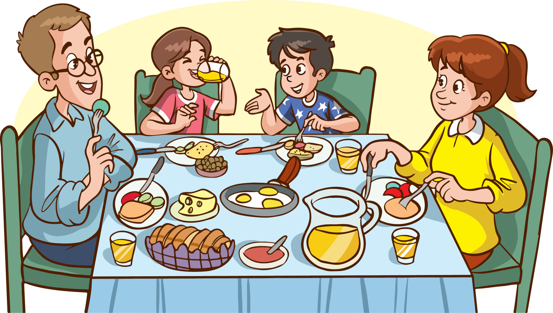 cute family are eating at the dinner table they are having breakfast ... cute family are eating at the dinner table they are having breakfast ...