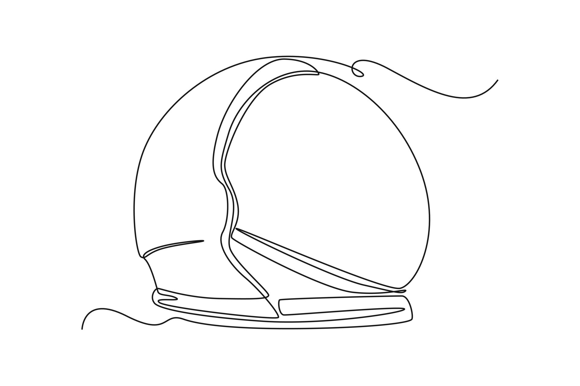 Continuous one line drawing Astronaut helmet. Outer space concept. Single line draw design ...