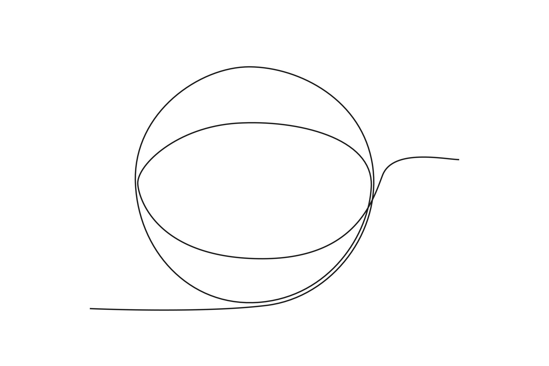 Single one line drawing a sphere. Geometric shapes concept. Continuous ...
