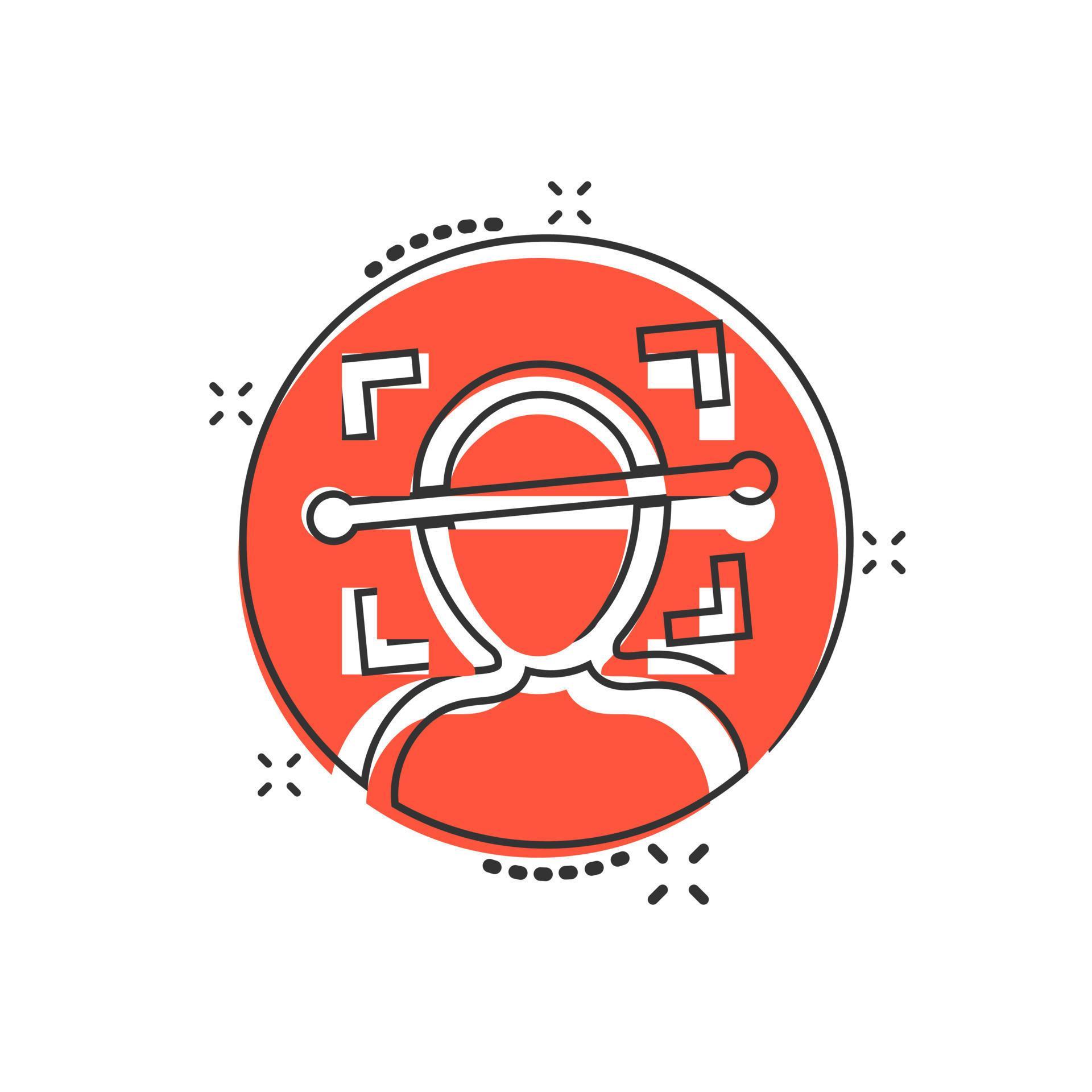 Face scan icon in comic style. Facial id vector cartoon illustration on ...