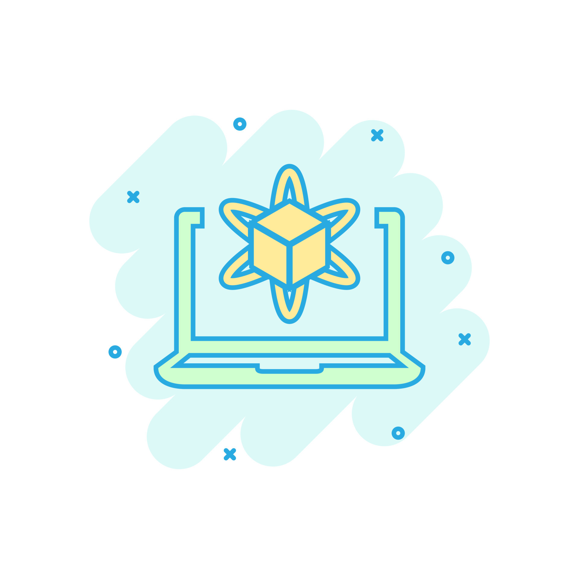 Computer simulation icon in comic style. Vr device vector cartoon ...