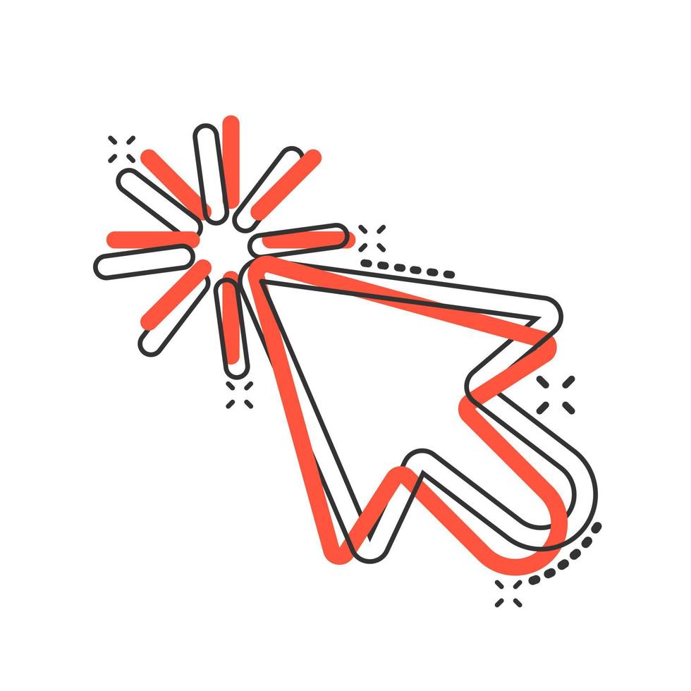 Computer mouse cursor icon in comic style. Arrow cursor vector cartoon ... Computer mouse cursor icon in comic style. Arrow cursor vector cartoon ...