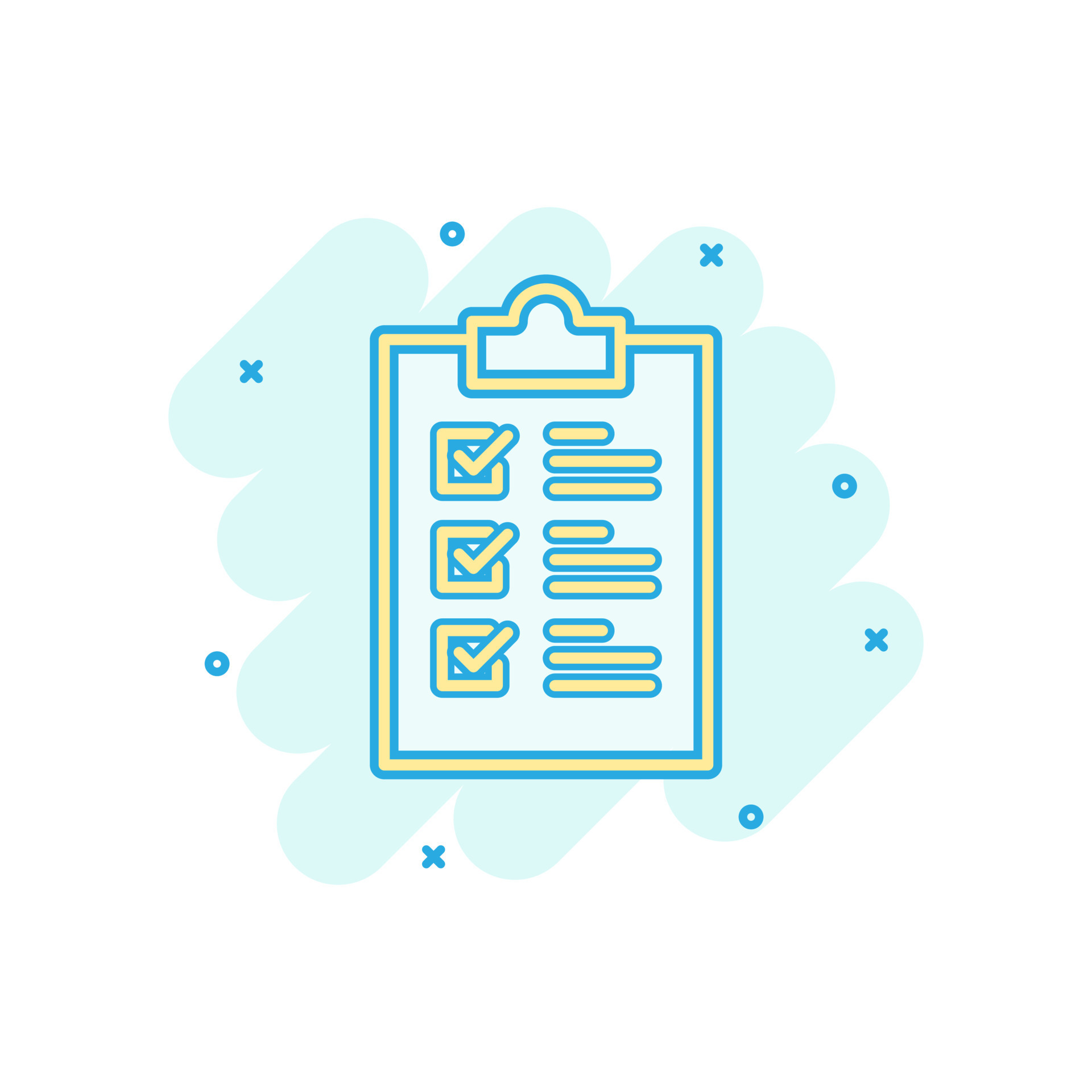 Checklist clipboard sign icon in comic style. Document list vector ... Checklist clipboard sign icon in comic style. Document list vector ...