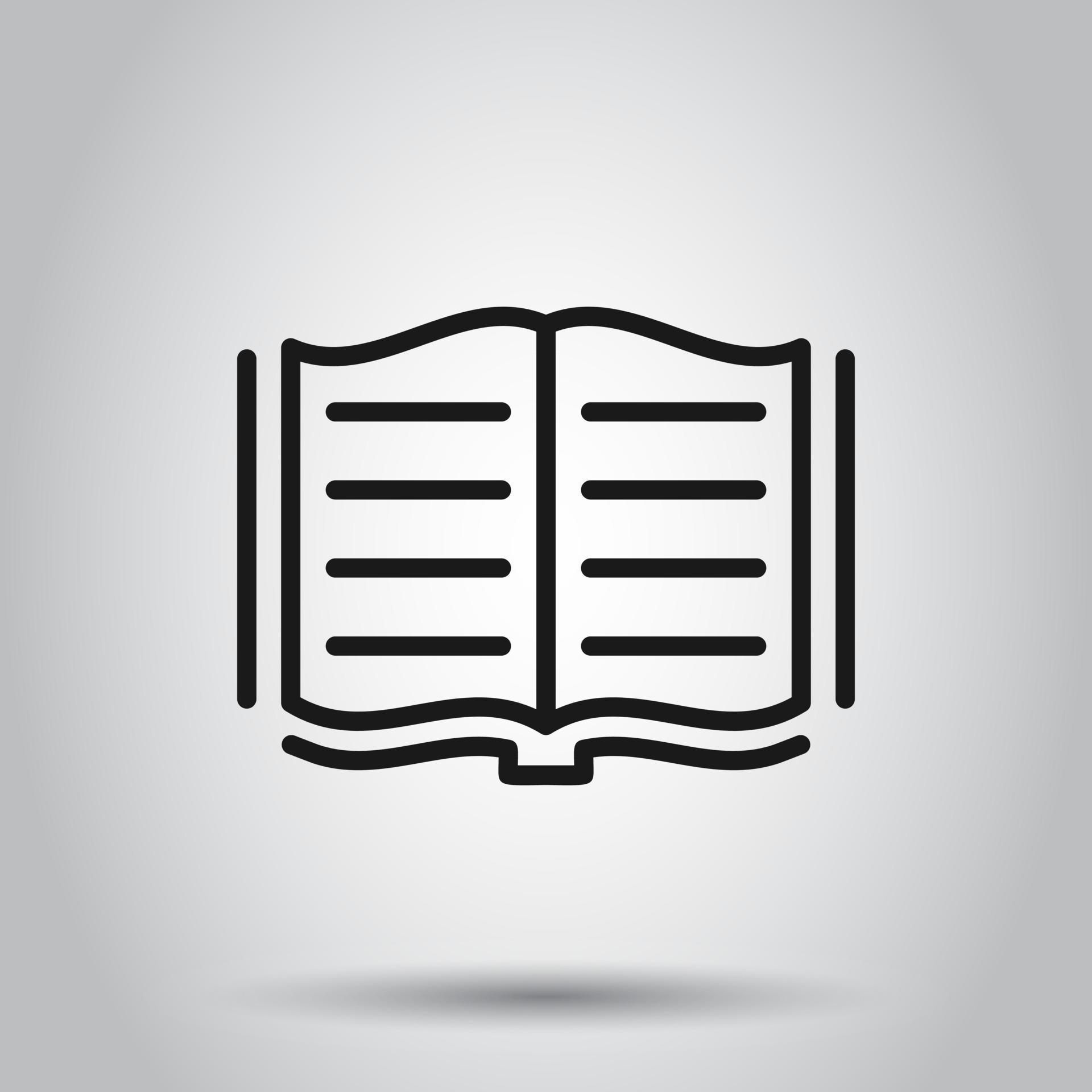 Open book icon in flat style. Literature vector illustration on ... Open book icon in flat style. Literature vector illustration on ...