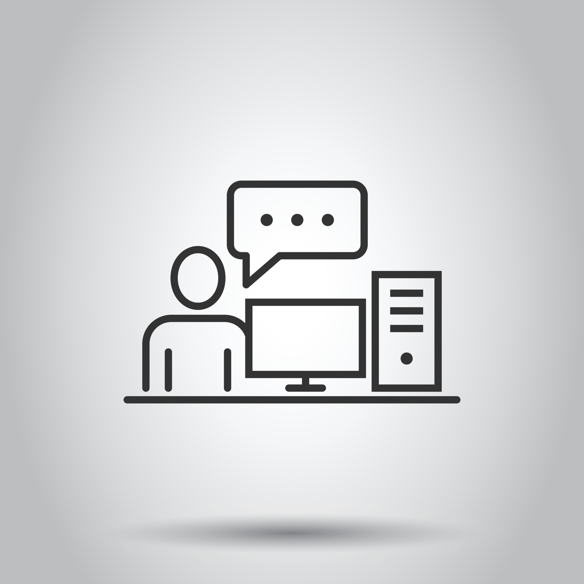 People with laptop computer icon in flat style. Pc user vector ...