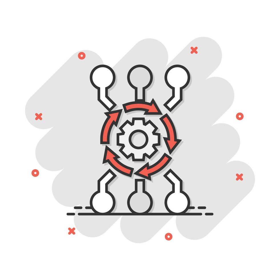 Vector cartoon algorithm api software icon in comic style. Gear with ...