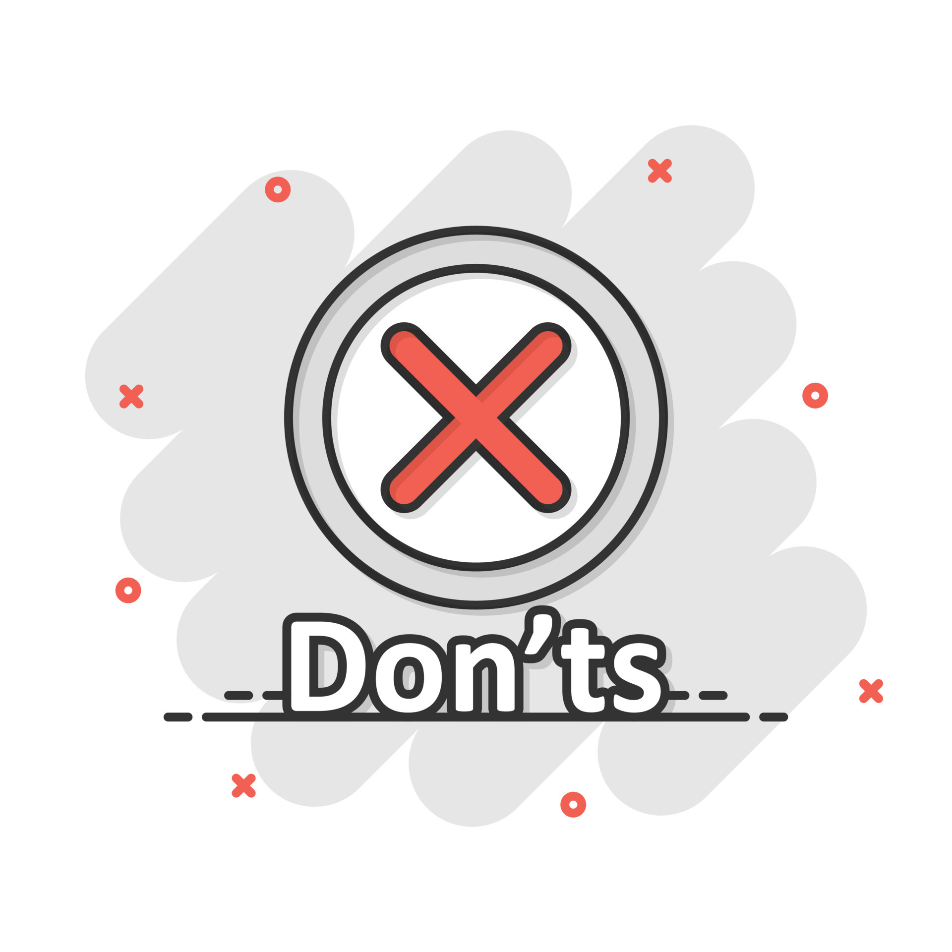 Donts Sign Icon In Comic Style Unlike Vector Cartoon Illustration No Business Concept Splash