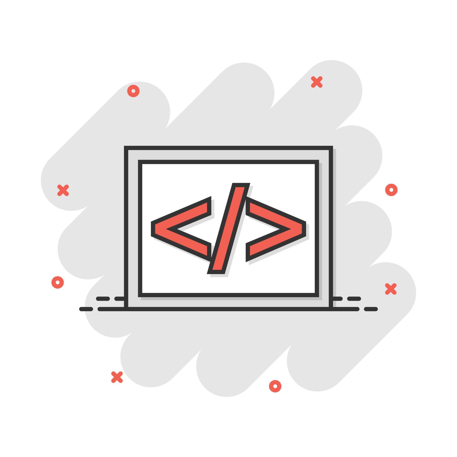 Vector cartoon open source icon in comic style. Api programming concept ...