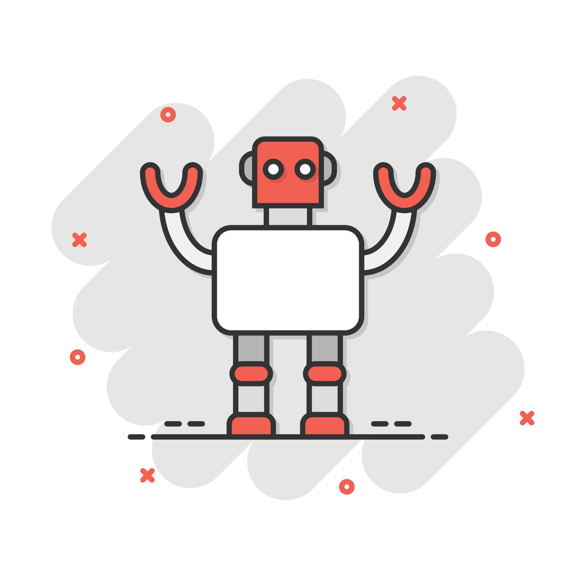 Cute robot chatbot icon in comic style. Bot operator cartoon vector ...