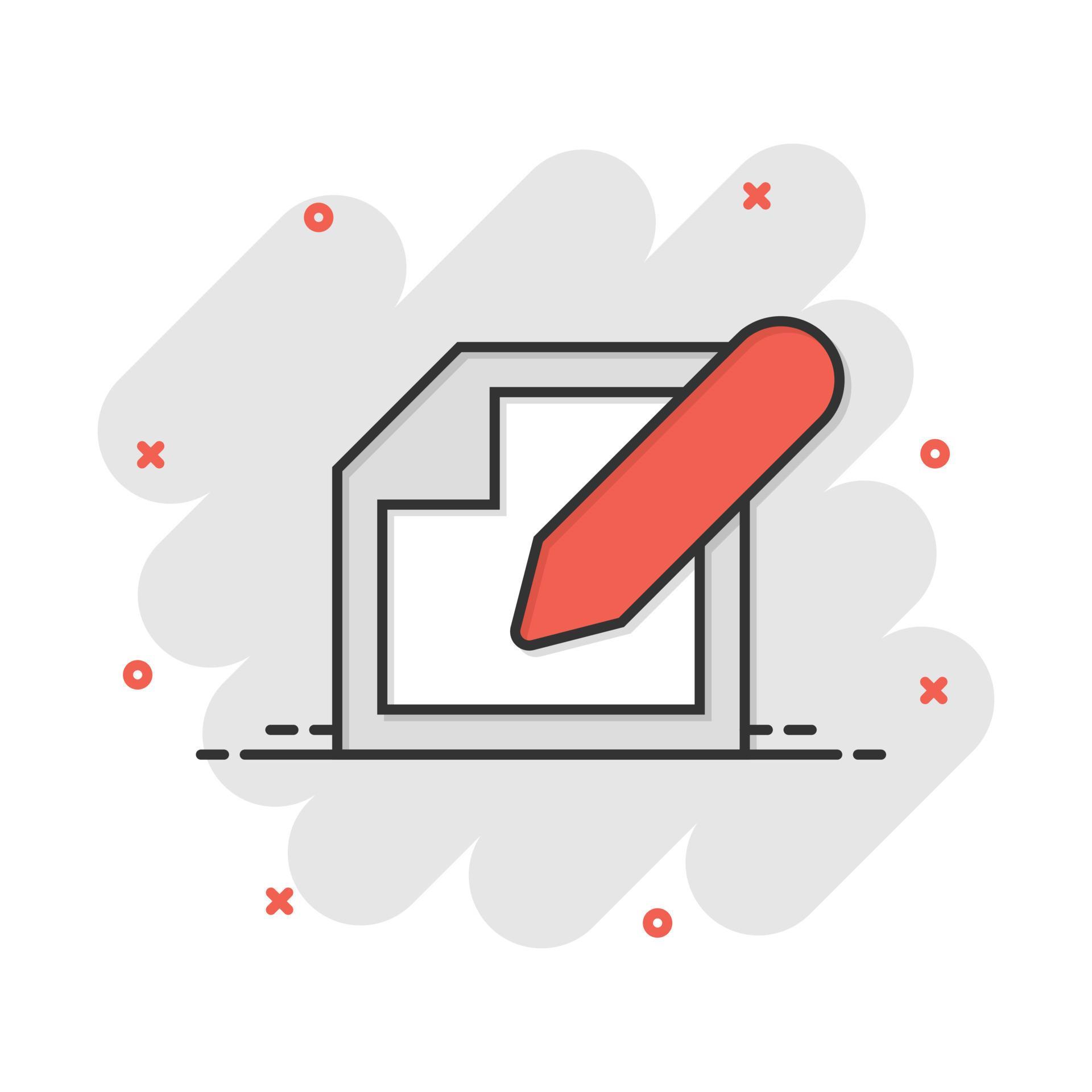 Vector cartoon notepad edit document with pencil icon in comic style ... Vector cartoon notepad edit document with pencil icon in comic style ...
