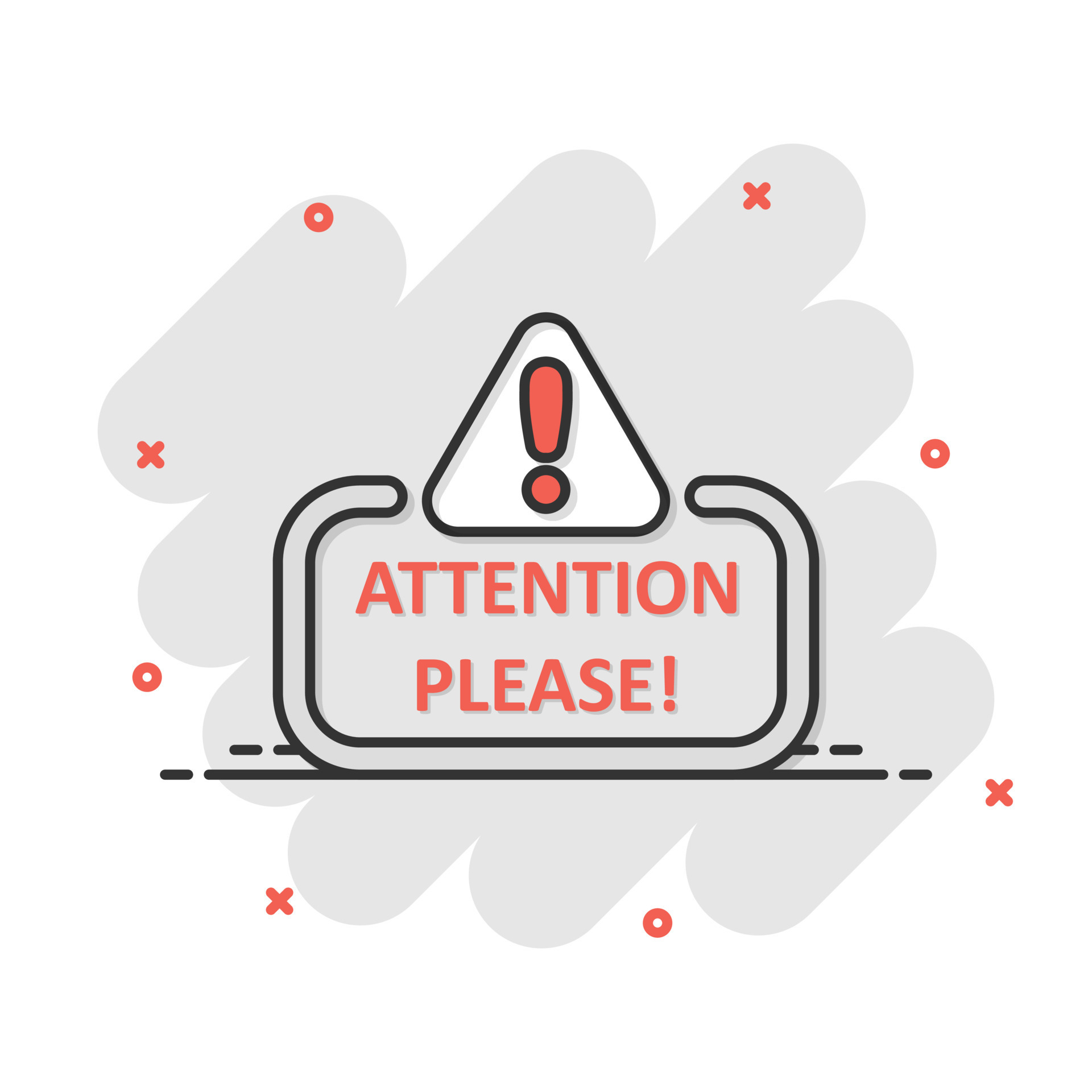Attention please sign icon in comic style. Warning information vector ...