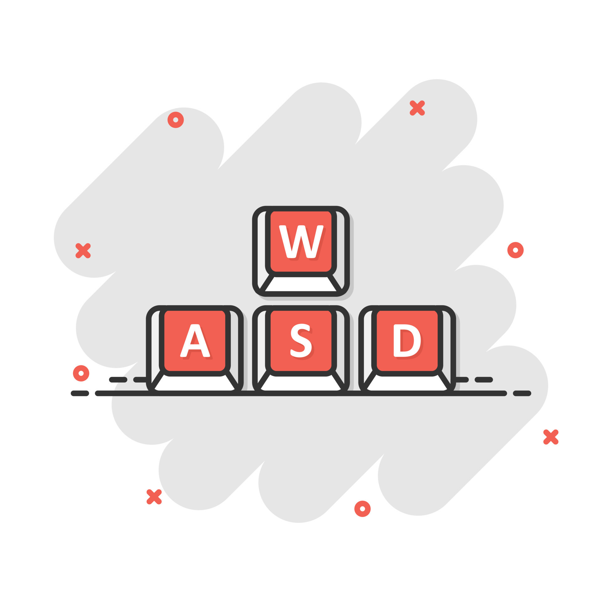 Wasd button icon in comic style. Keyboard cartoon vector illustration ...