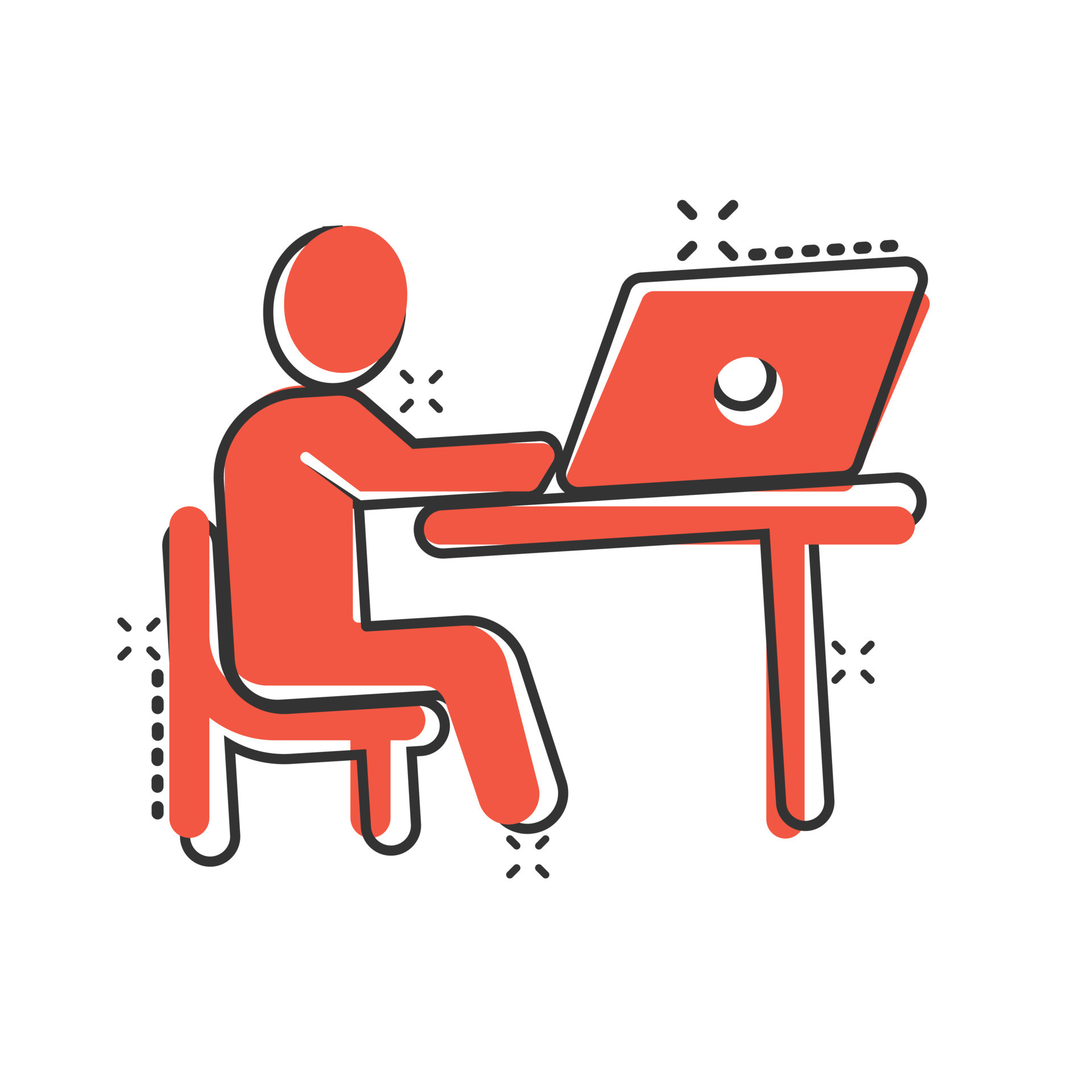 People with laptop computer icon in comic style. Pc user cartoon vector ...