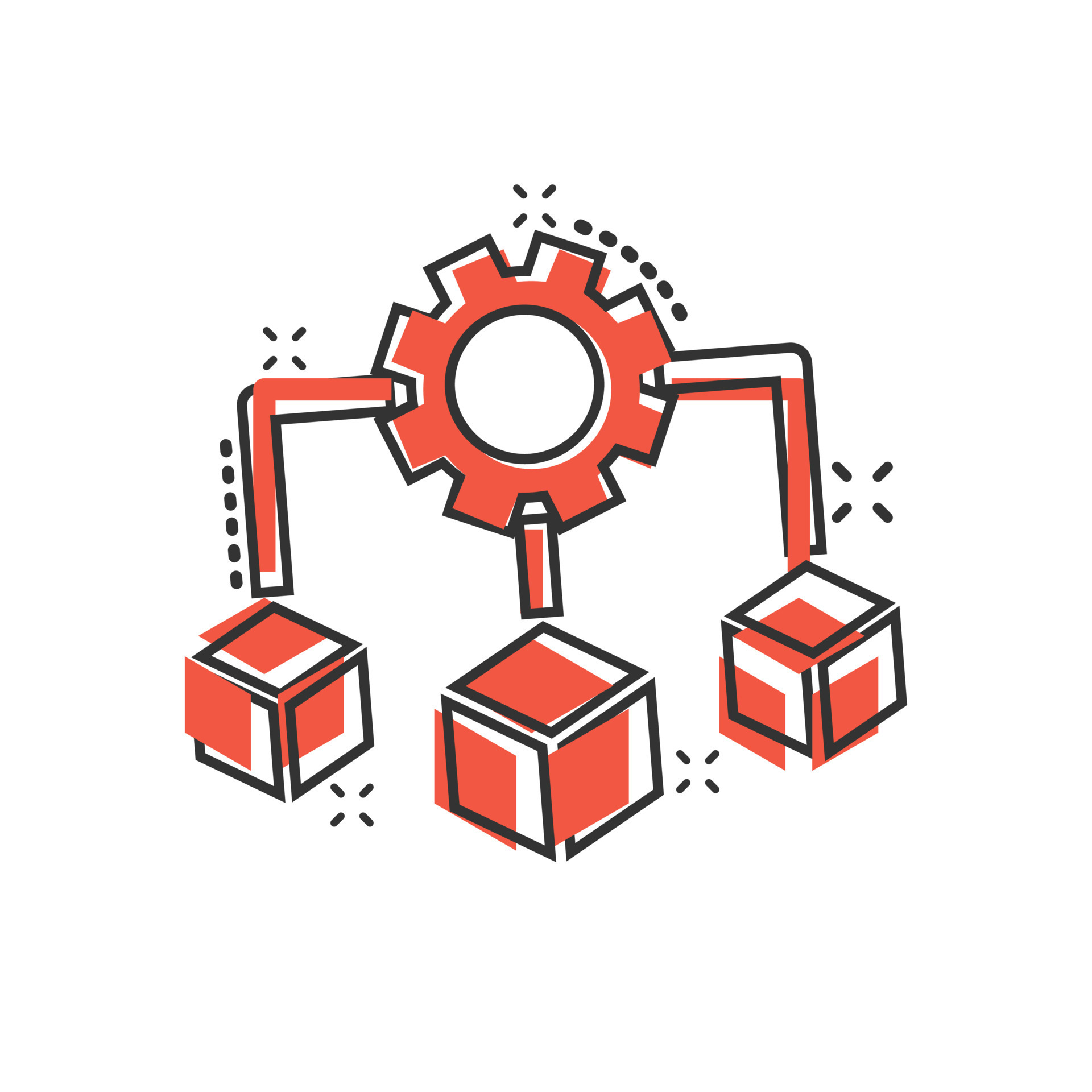 Api technology icon in comic style. Algorithm cartoon vector ...