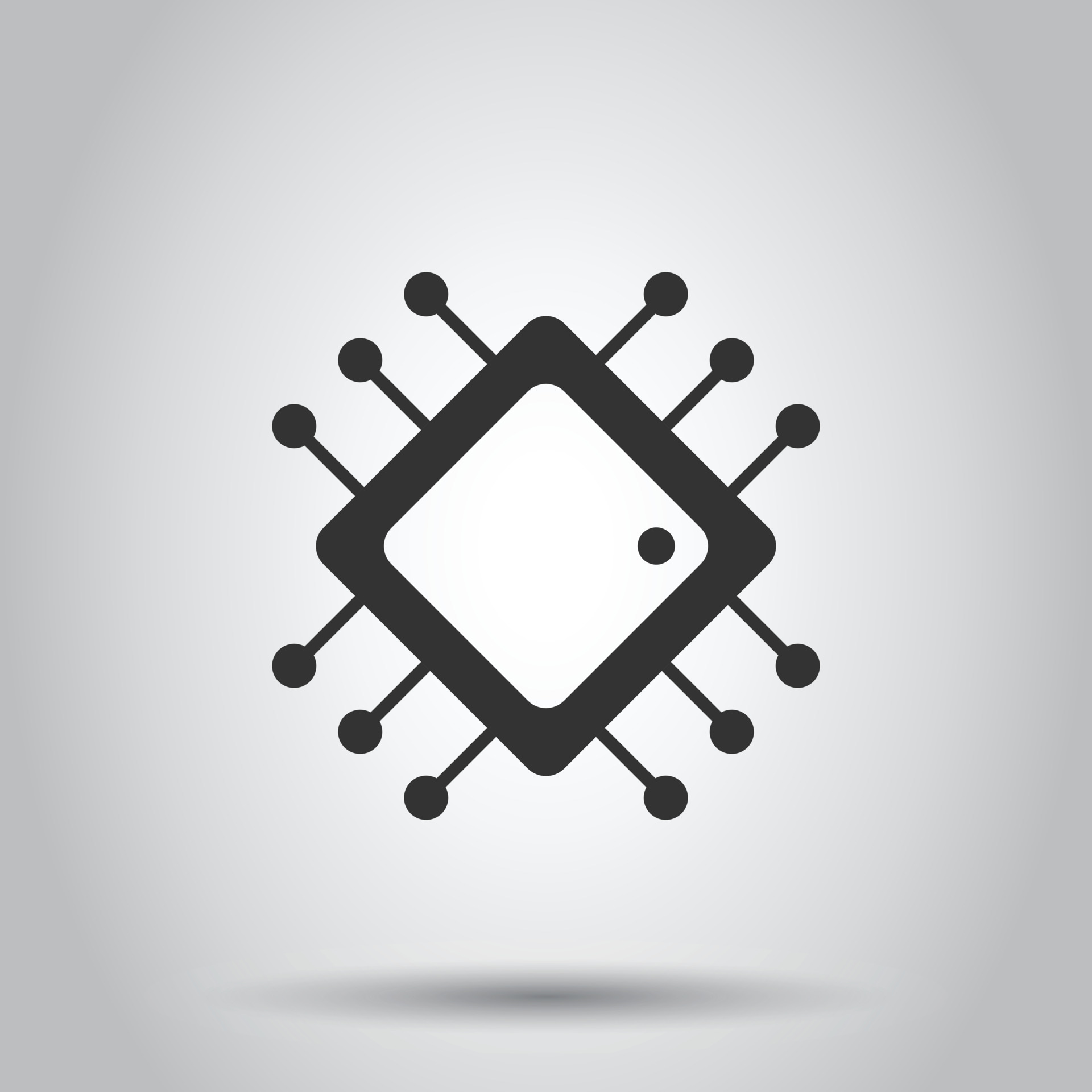 Computer Cpu Icon In Flat Style Circuit Board Vector Illustration On