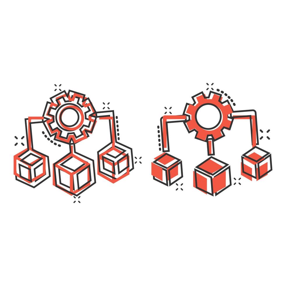 Api technology icon in comic style. Algorithm cartoon vector ...