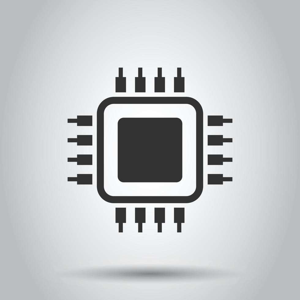 Computer Cpu Icon In Flat Style Circuit Board Vector Illustration On