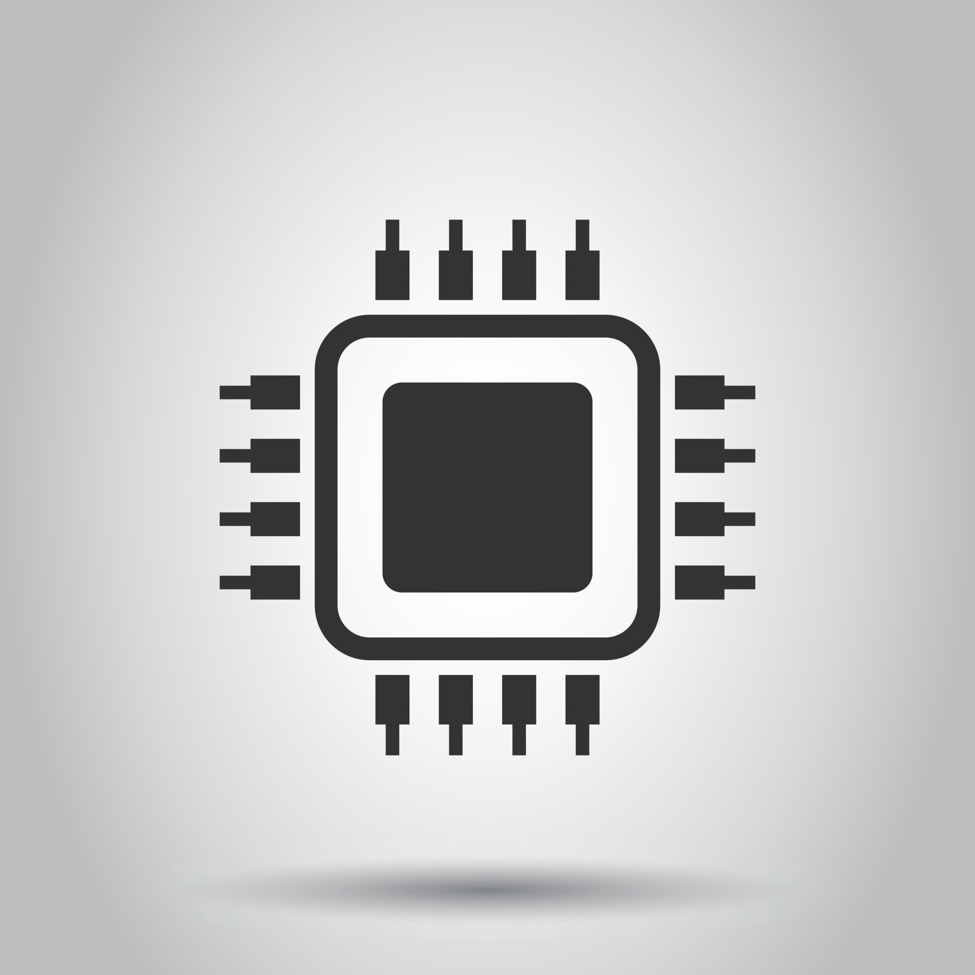 Computer Cpu Icon In Flat Style Circuit Board Vector Illustration On