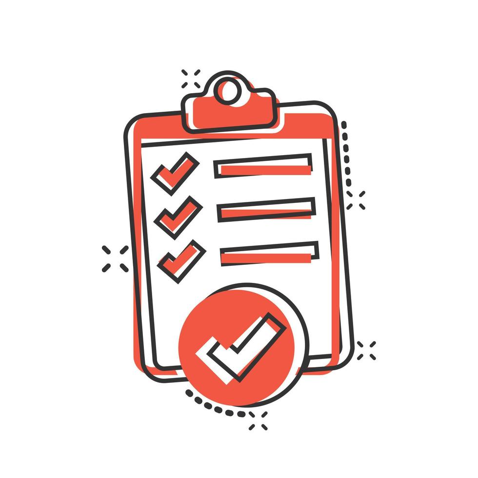 To do list icon in comic style. Document checklist cartoon vector ...