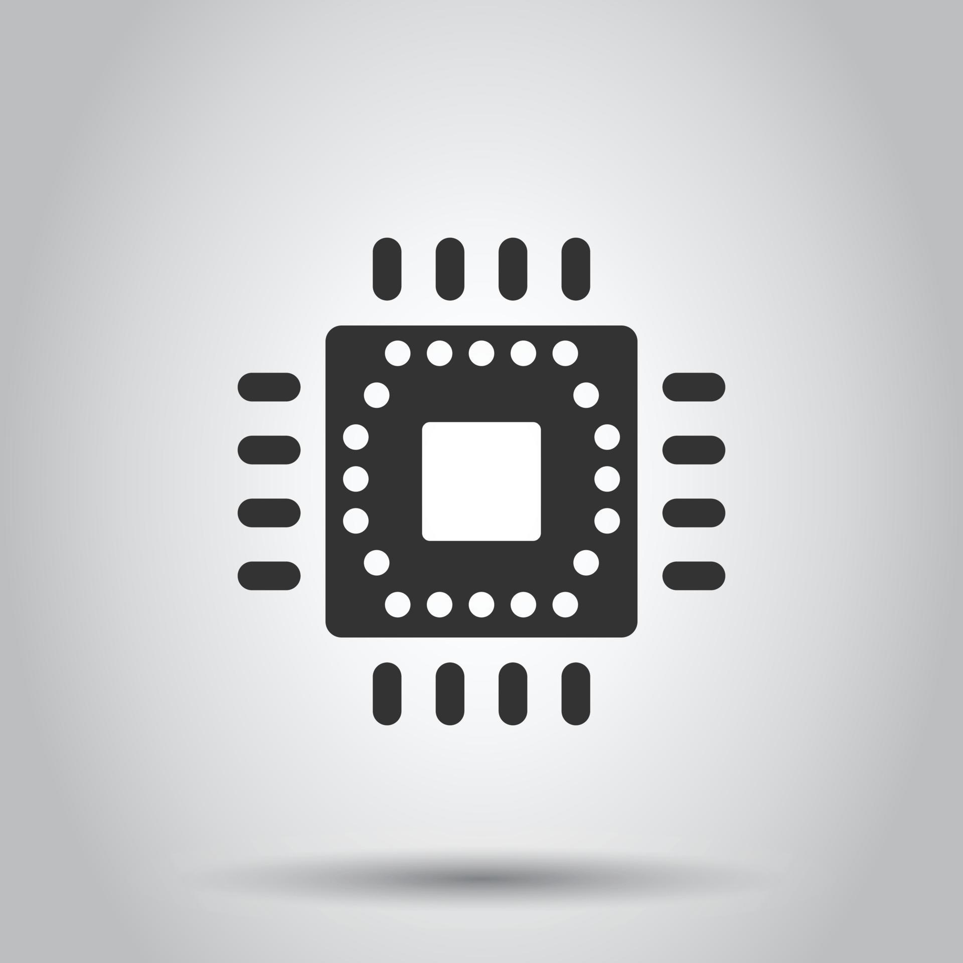 Computer cpu icon in flat style. Circuit board vector illustration on ...