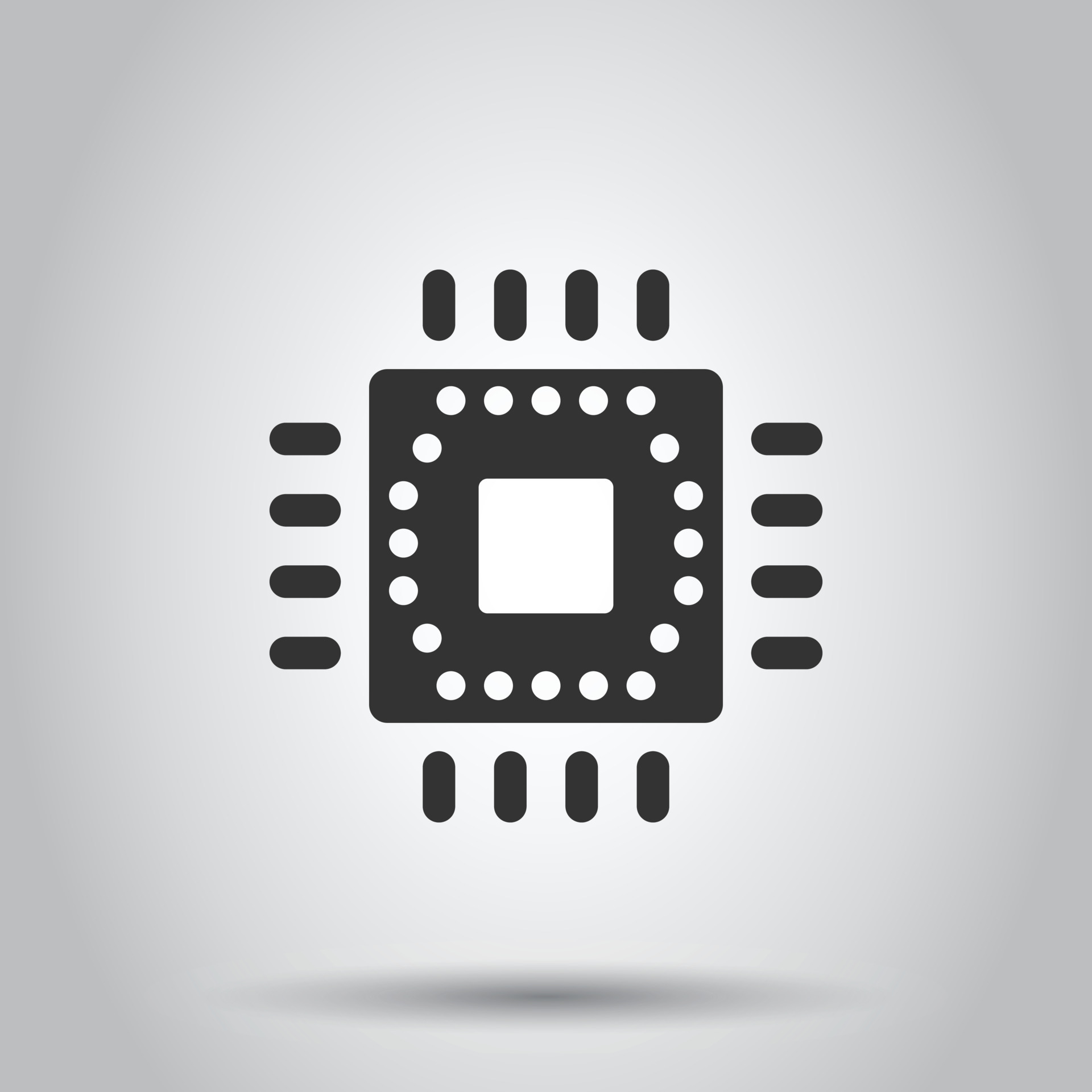 Computer Cpu Icon In Flat Style Circuit Board Vector Illustration On