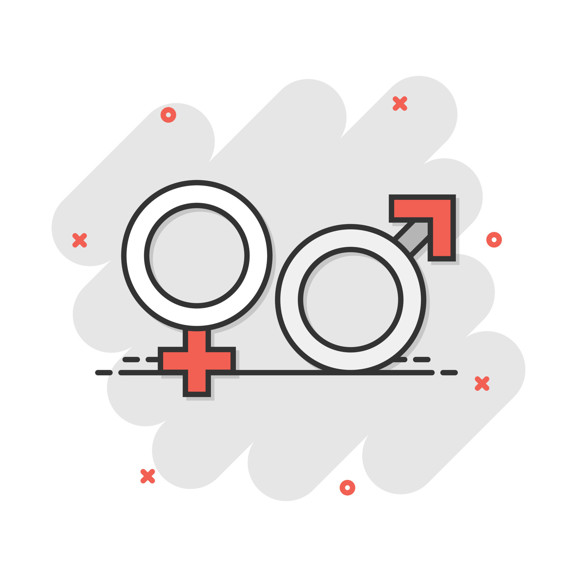 Vector Cartoon Gender Icon In Comic Style Men And Women Sign