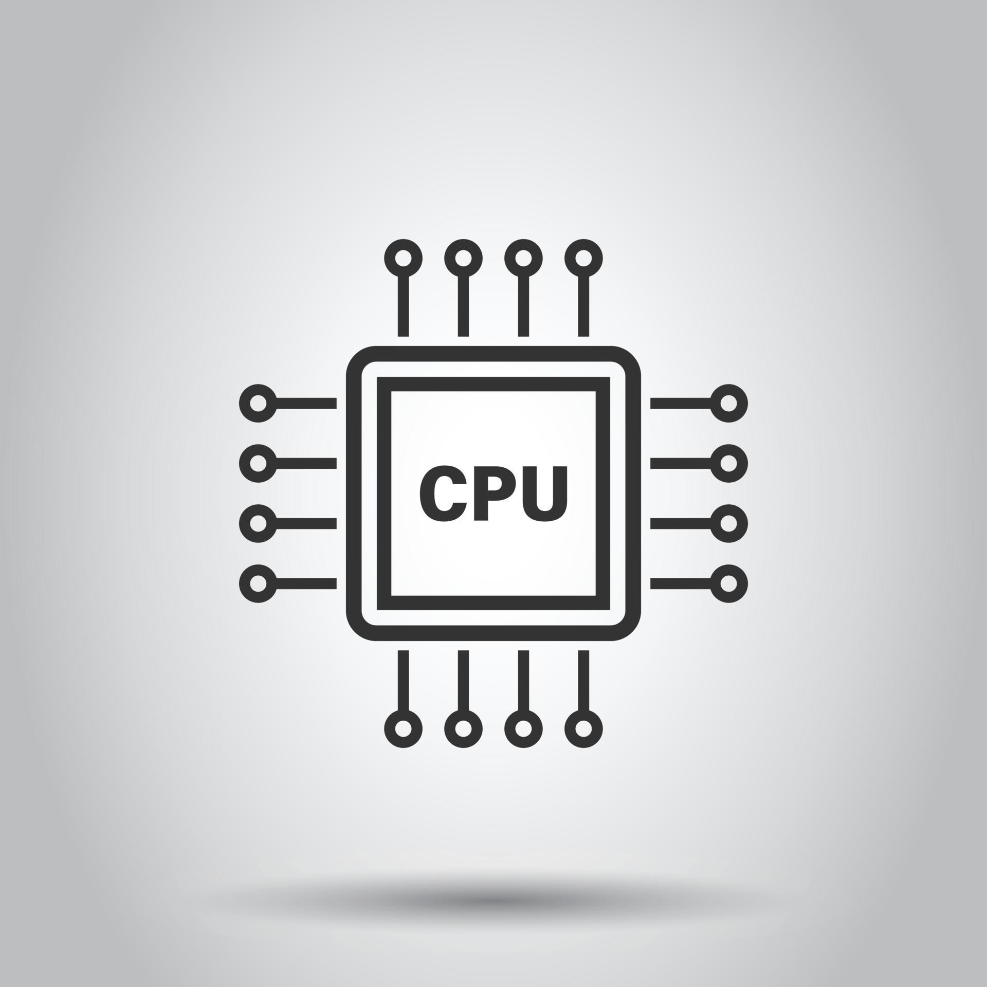 Computer Cpu Icon In Flat Style Circuit Board Vector Illustration On