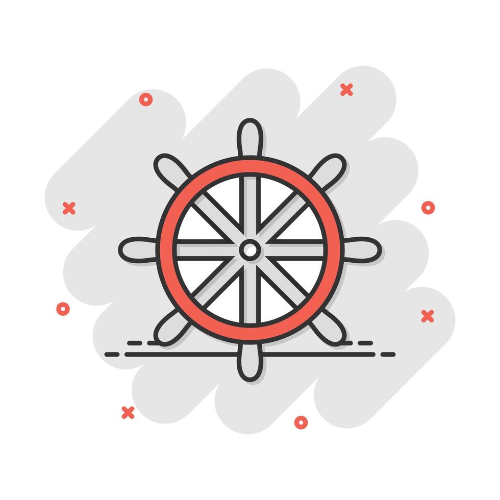 Vector cartoon steering wheel rudder icon in comic style. Rudder wheel ... Vector cartoon steering wheel rudder icon in comic style. Rudder wheel ...