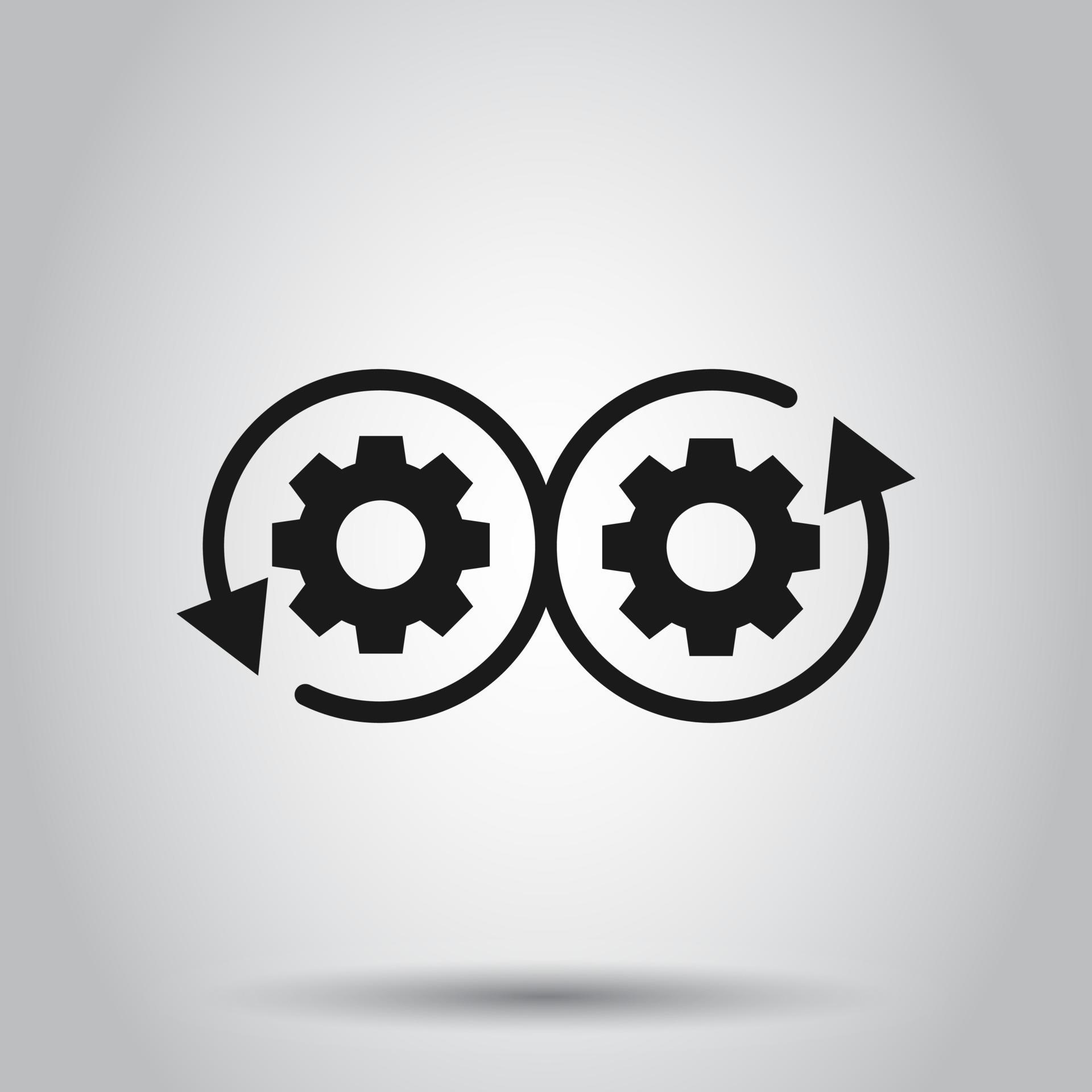 Development icon in flat style. Devops vector illustration on isolated ...