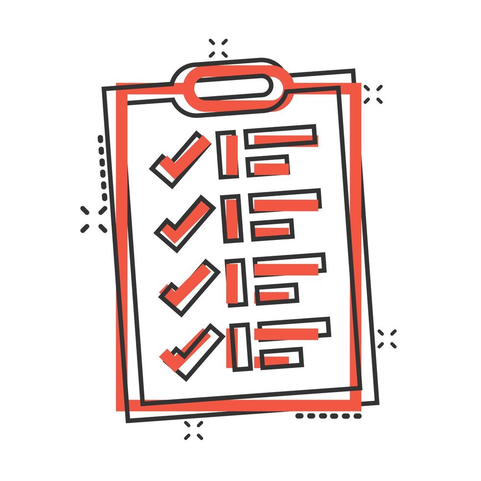 To do list icon in comic style. Document checklist cartoon vector ...