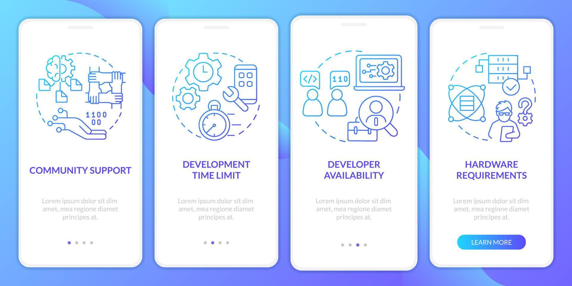 Programing Language Selection Criteria Blue Gradient Onboarding Mobile App Screen Walkthrough 4