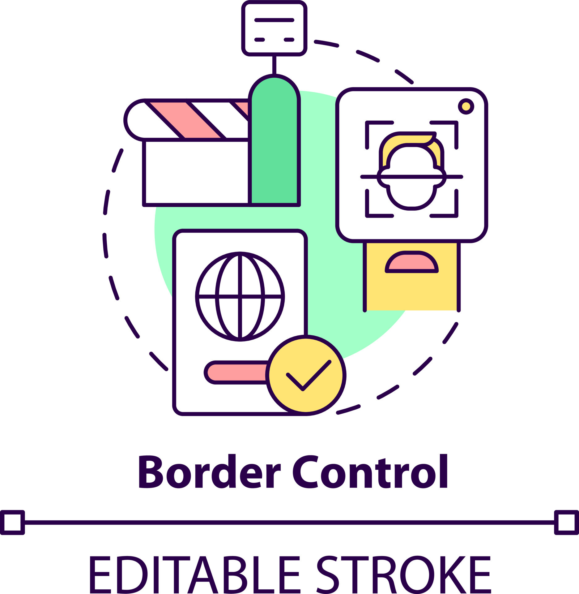 Border Control Concept Icon Biometric Technology Application Abstract Idea Thin Line