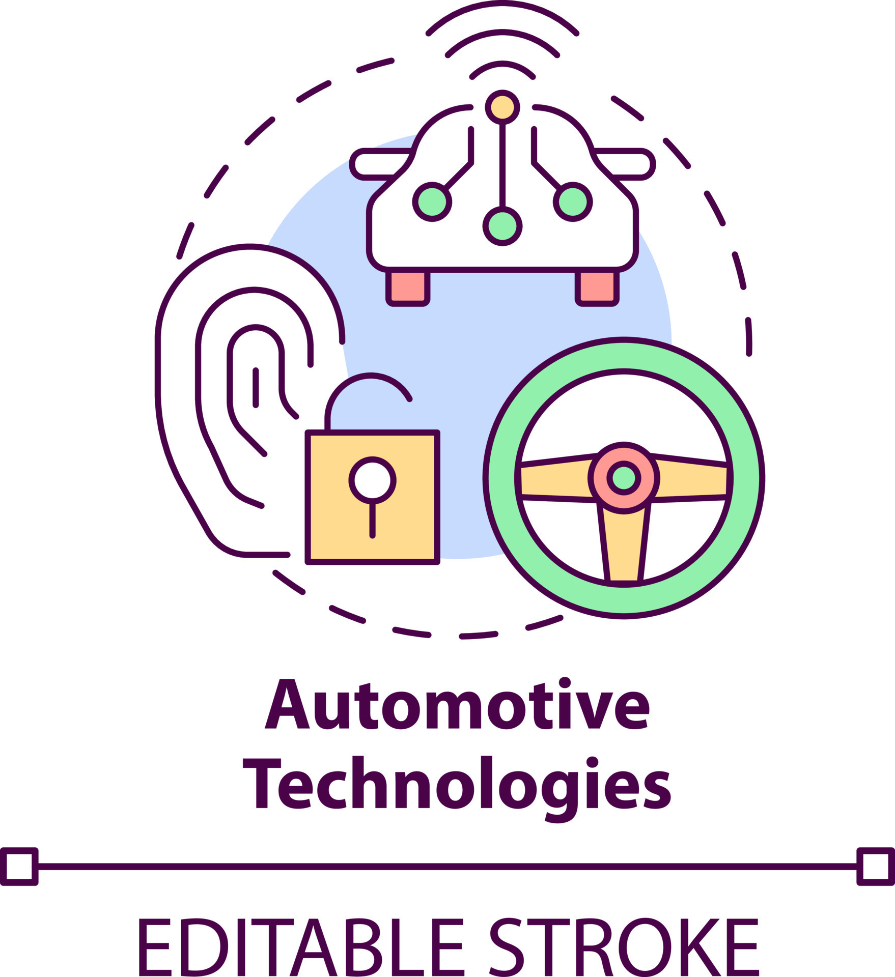 Automotive Technologies Concept Icon Biometric Technology Usage Abstract Idea Thin Line