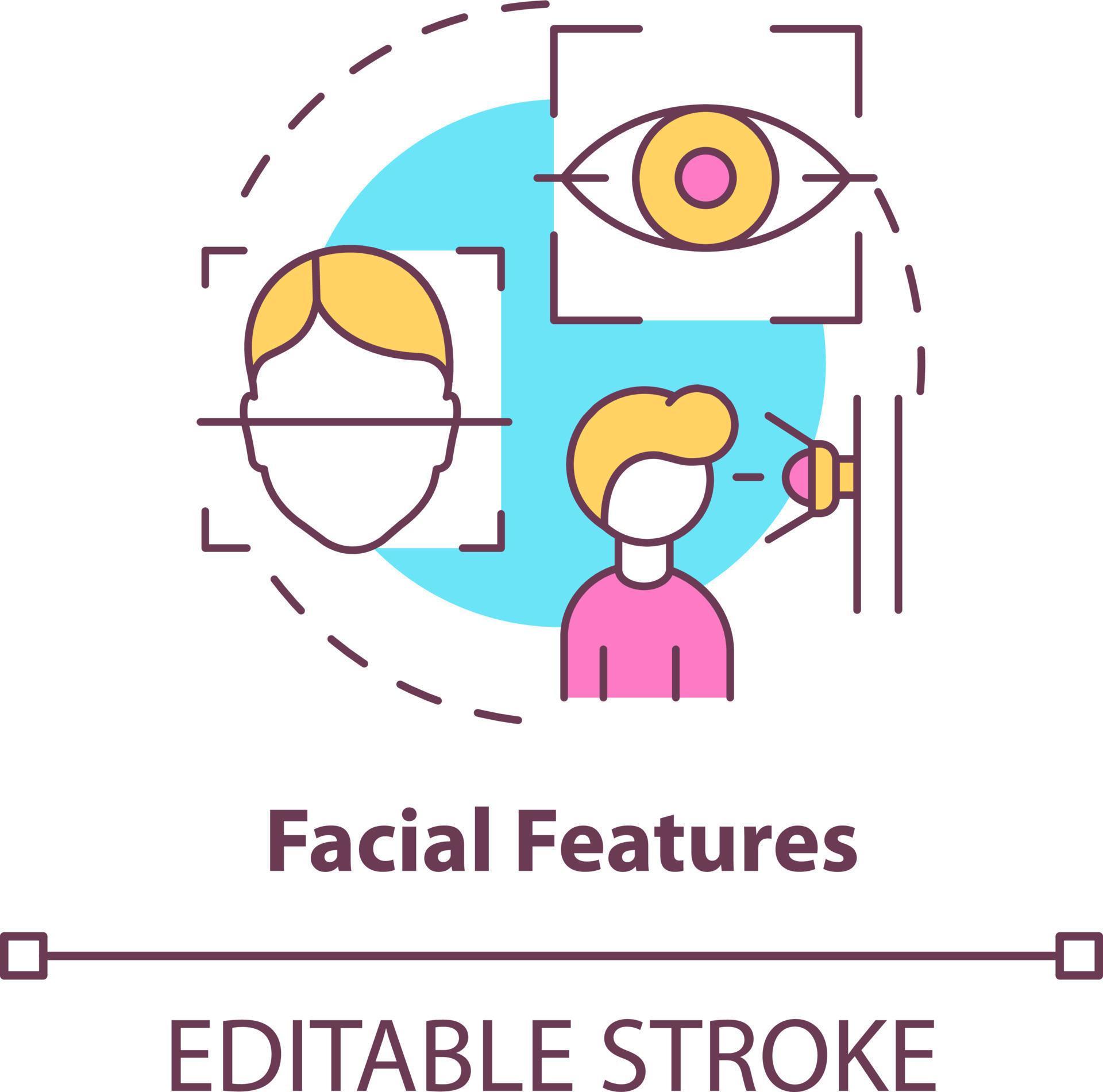 Facial features concept icon. Biometric identification technology ...
