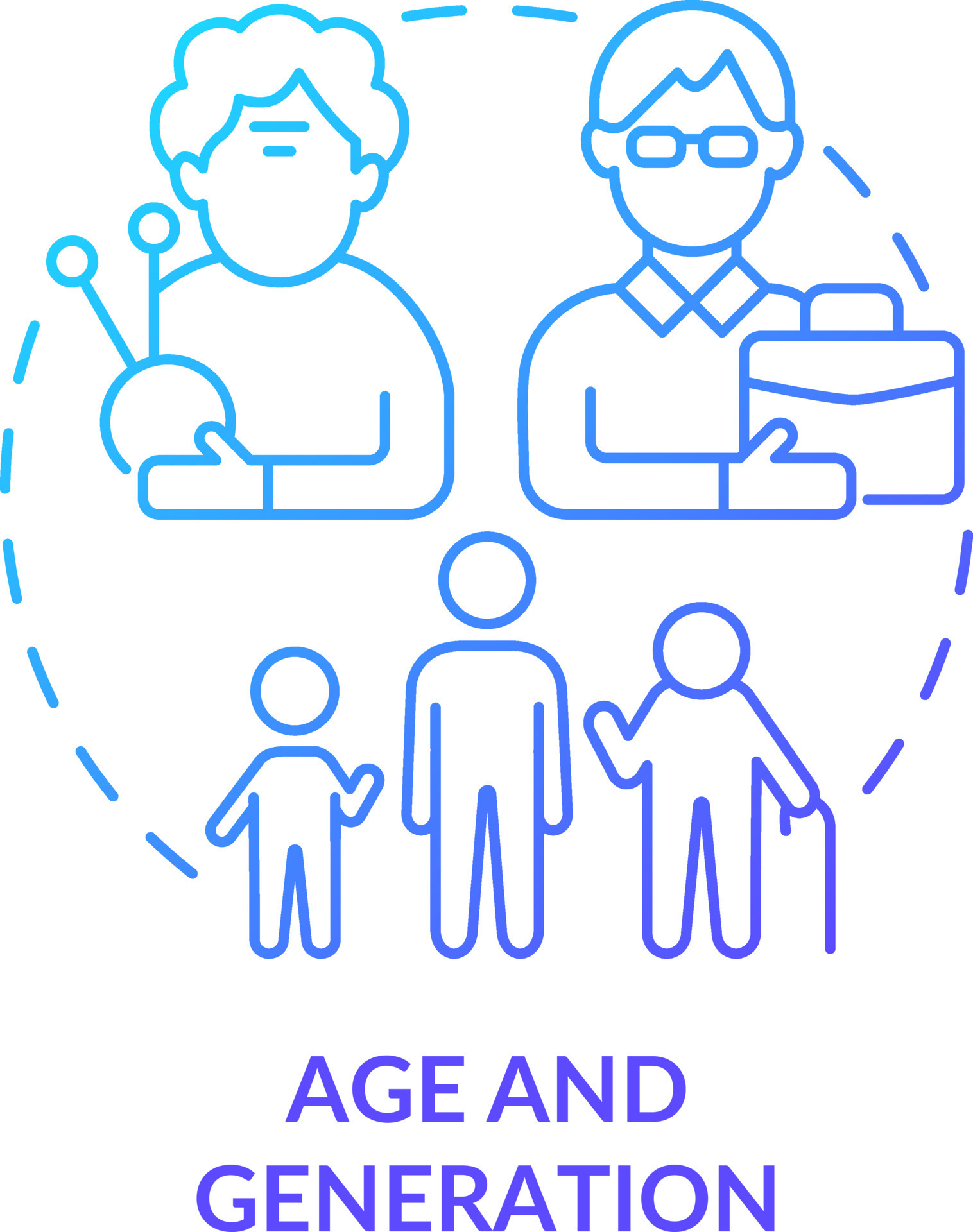 Age And Generation Blue Gradient Concept Icon Diversity Type Abstract Idea Thin Line