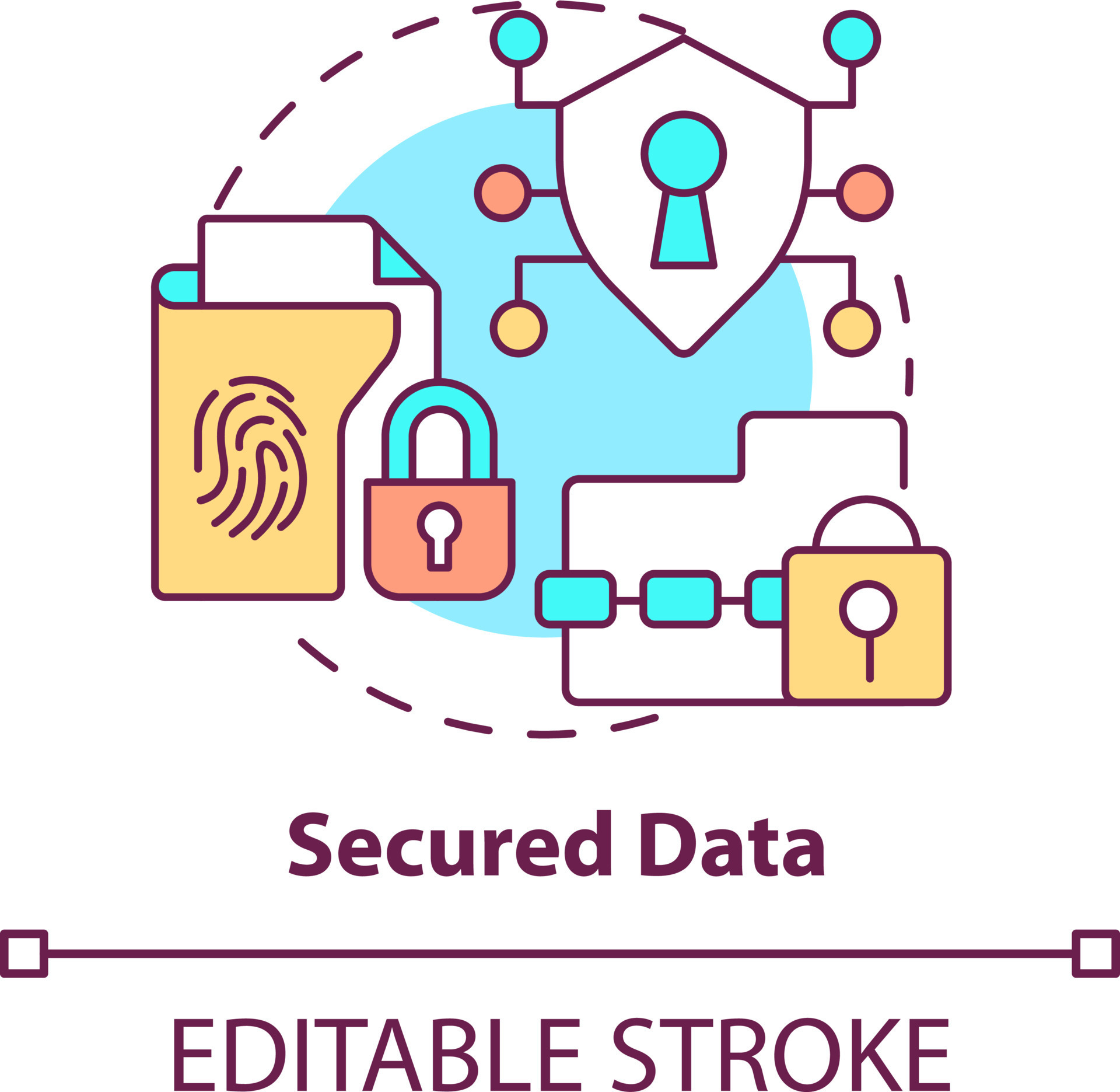 Secured Data Concept Icon Biometric Authentication Advantage Abstract Idea Thin Line