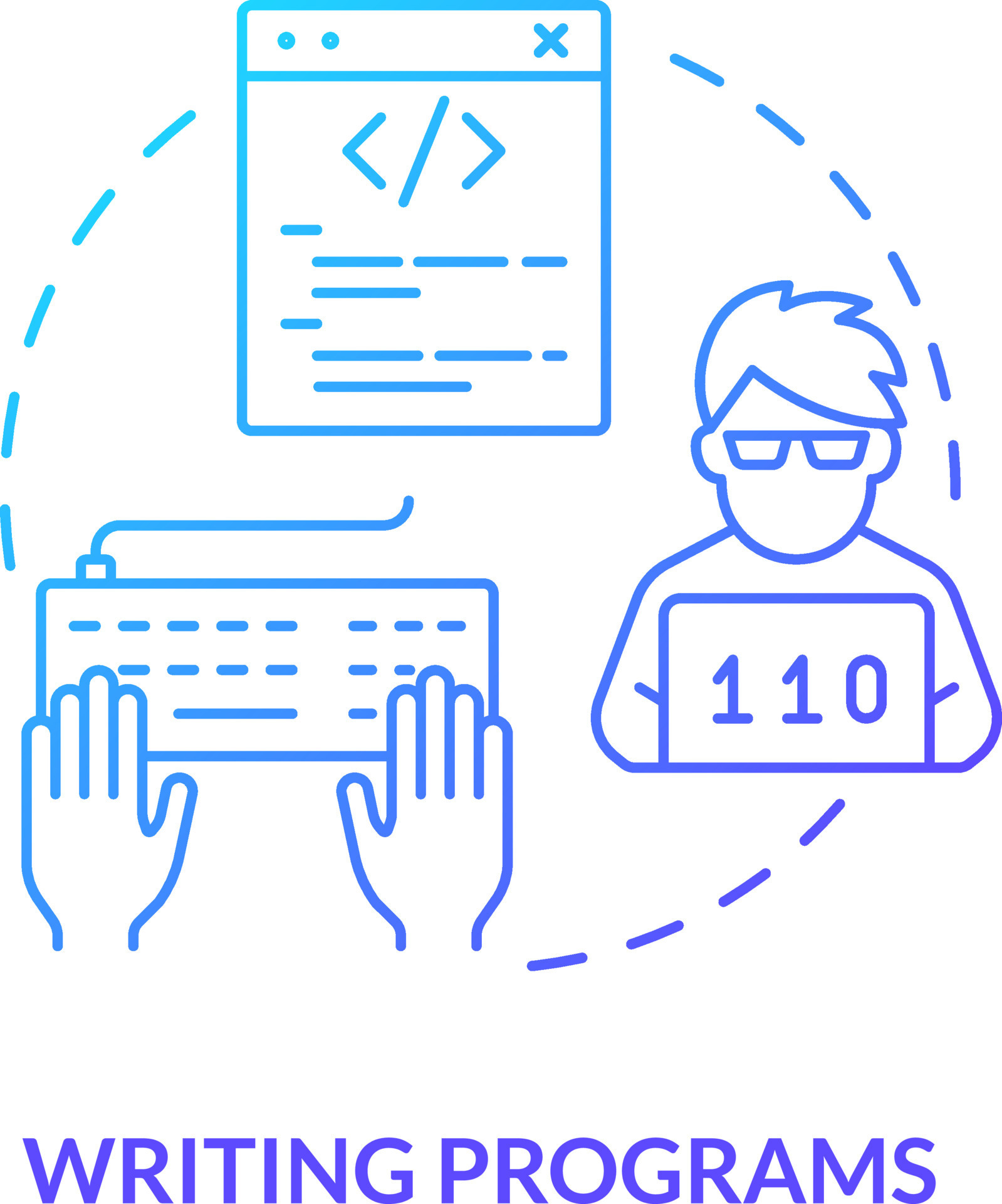 Writing Programs Blue Gradient Concept Icon Designing And Building Software Programming Skill
