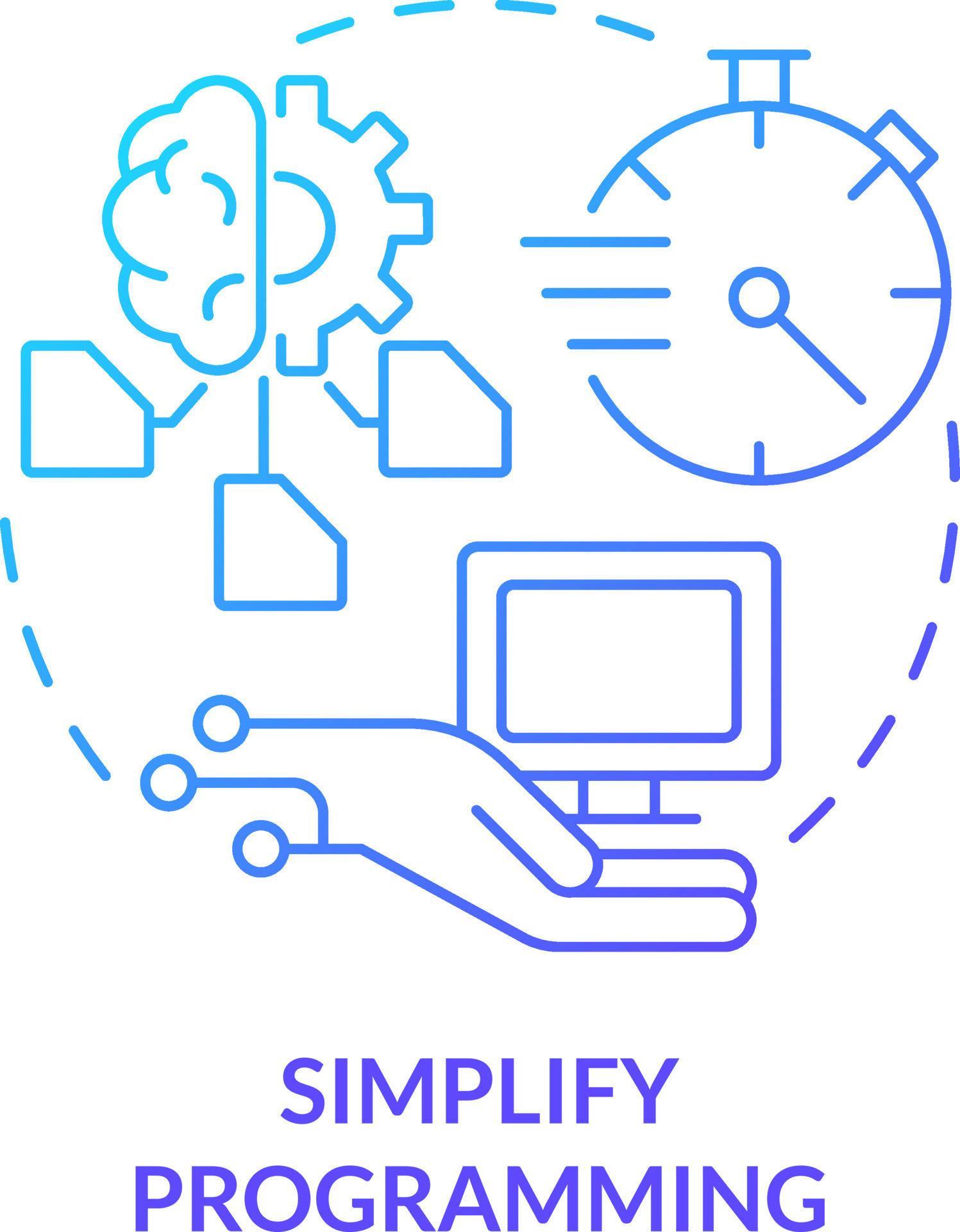 Simplify programming blue gradient concept icon. Development automation. Programming skill ...