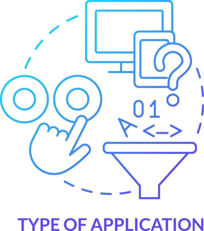 Type Of Application Blue Gradient Concept Icon Developing Program Programing Language Choice