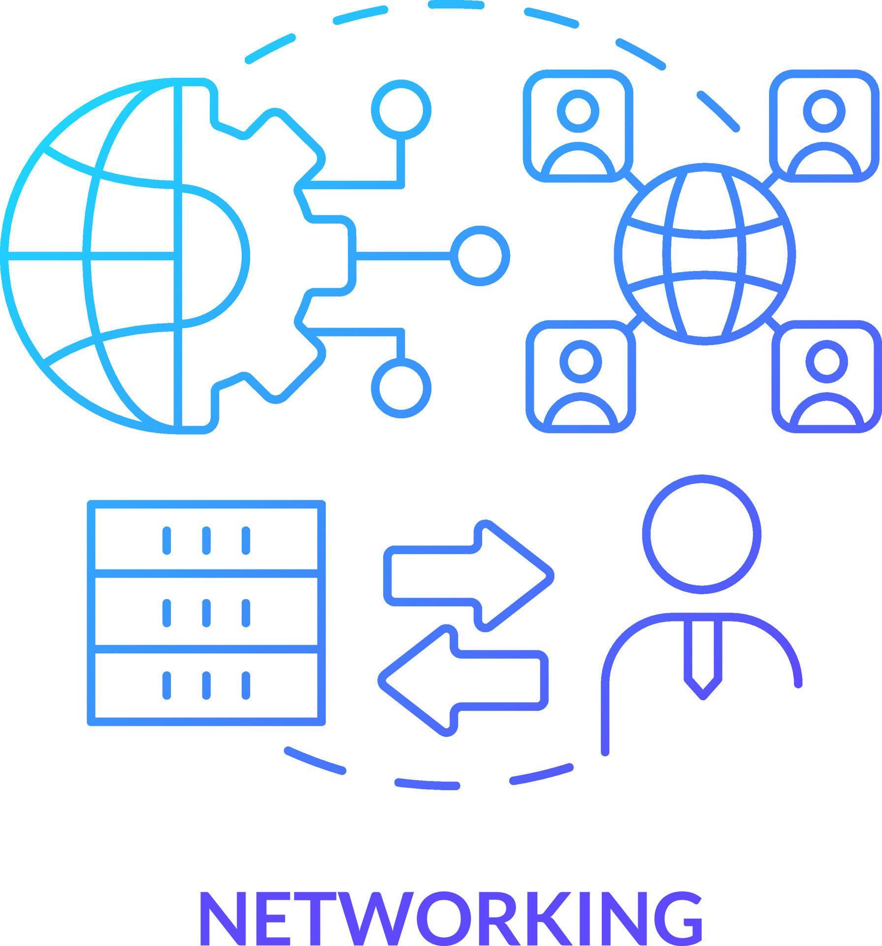 Networking blue gradient concept icon. Client server connection. Data ...