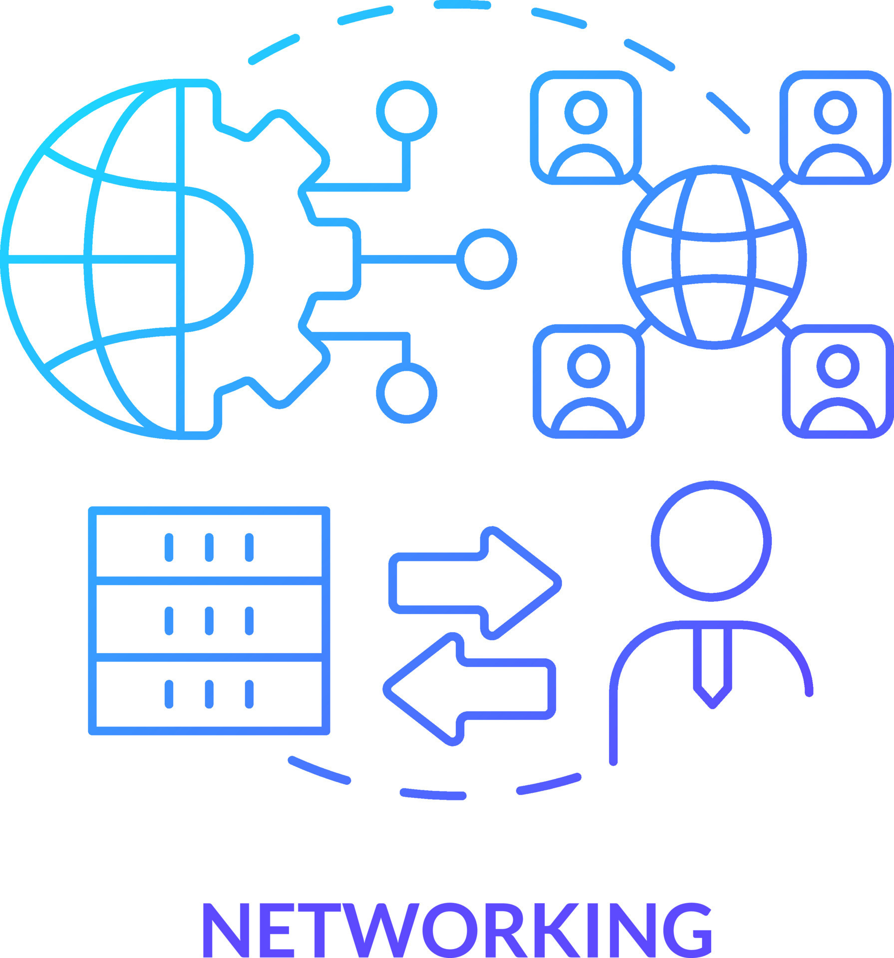 Networking Blue Gradient Concept Icon Client Server Connection Data Access Programming Skills