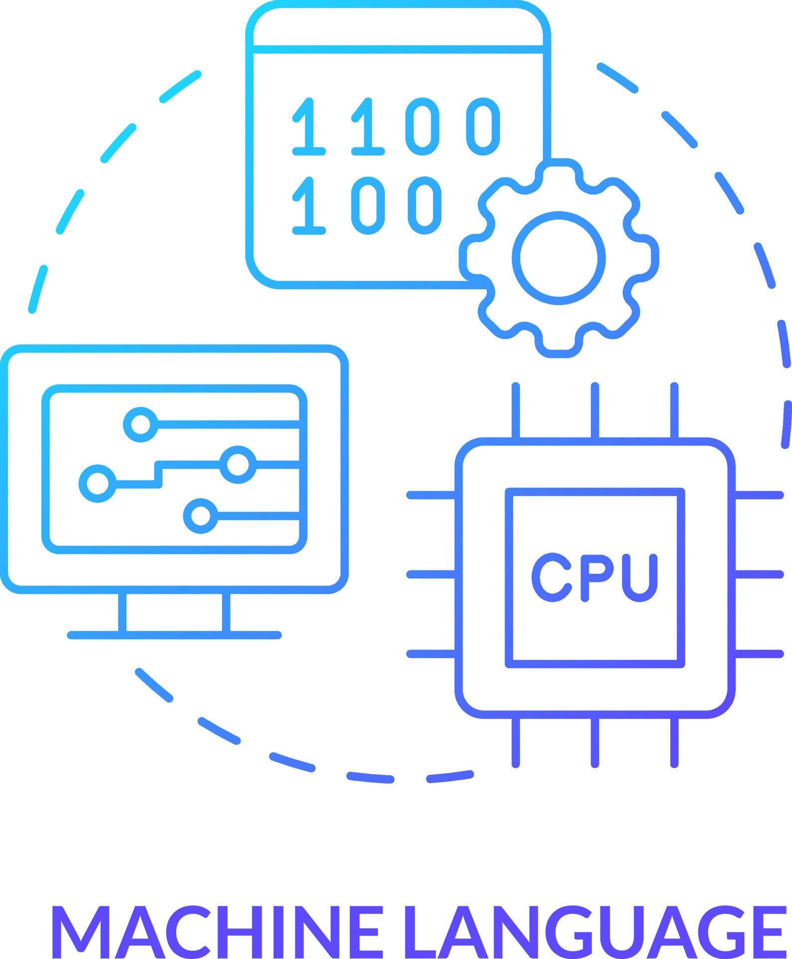 Machine Language Blue Gradient Concept Icon Object Code For Cpu Type