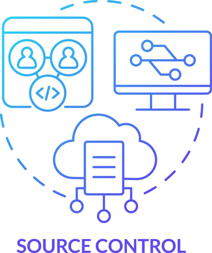 Source control blue gradient concept icon. Tracking code changes. Data ...