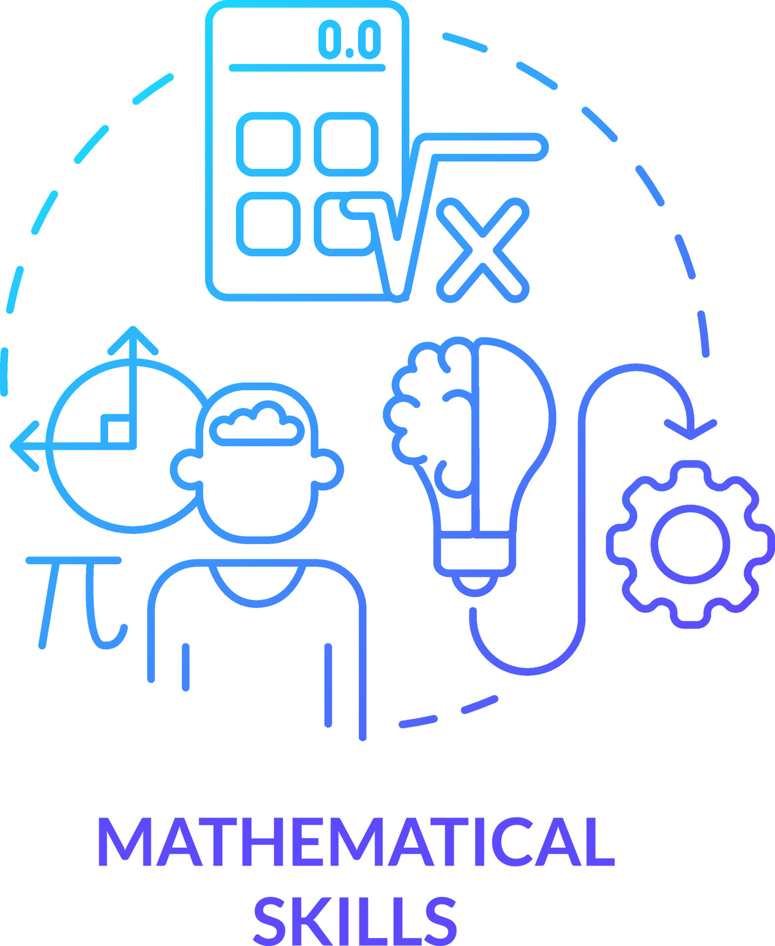 Mathematical skills blue gradient concept icon. Algebra and arithmetic. Programming skills ...