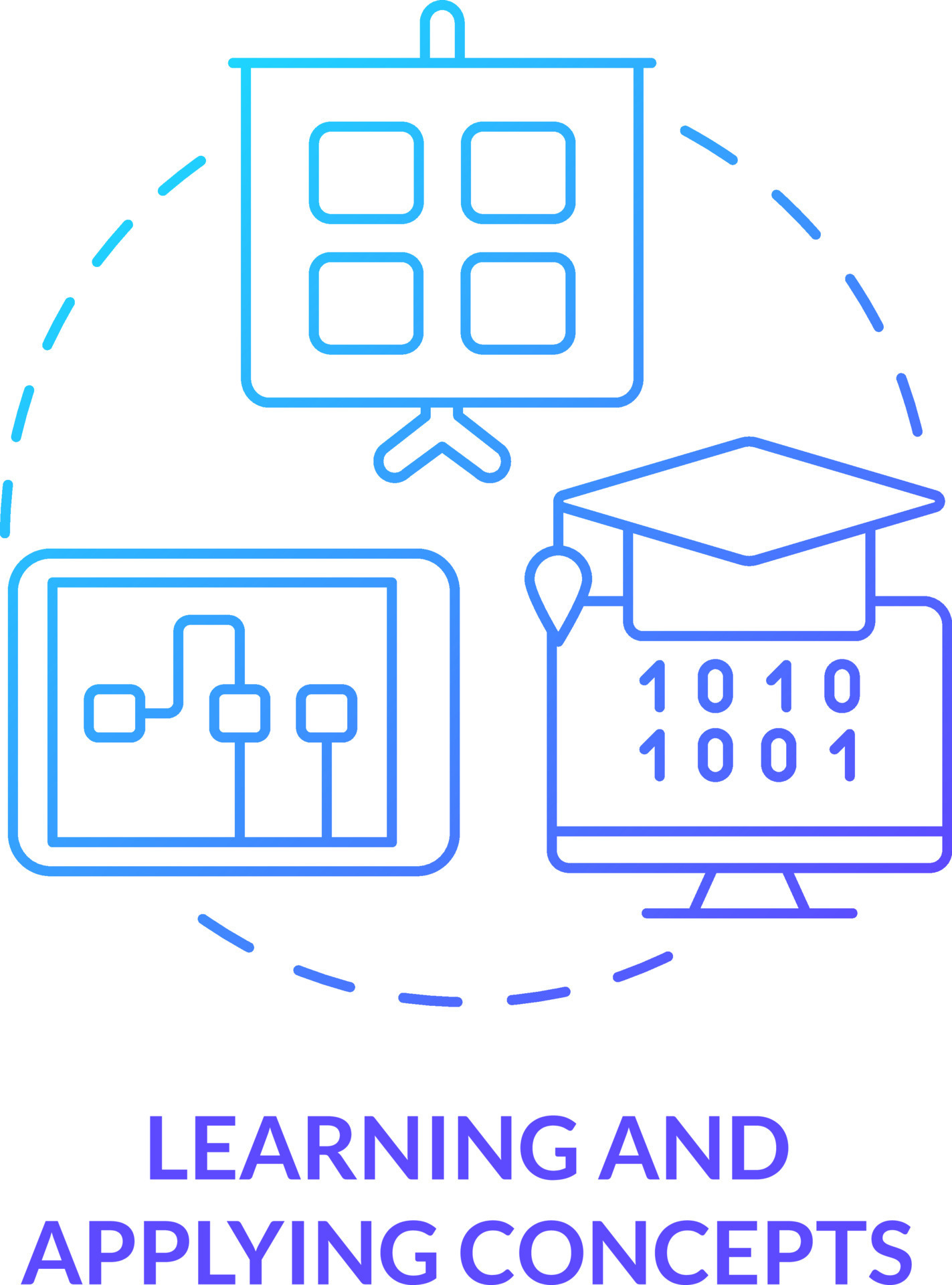 Learn And Apply Concepts Blue Gradient Concept Icon Cascading Style Sheets Programming Skill