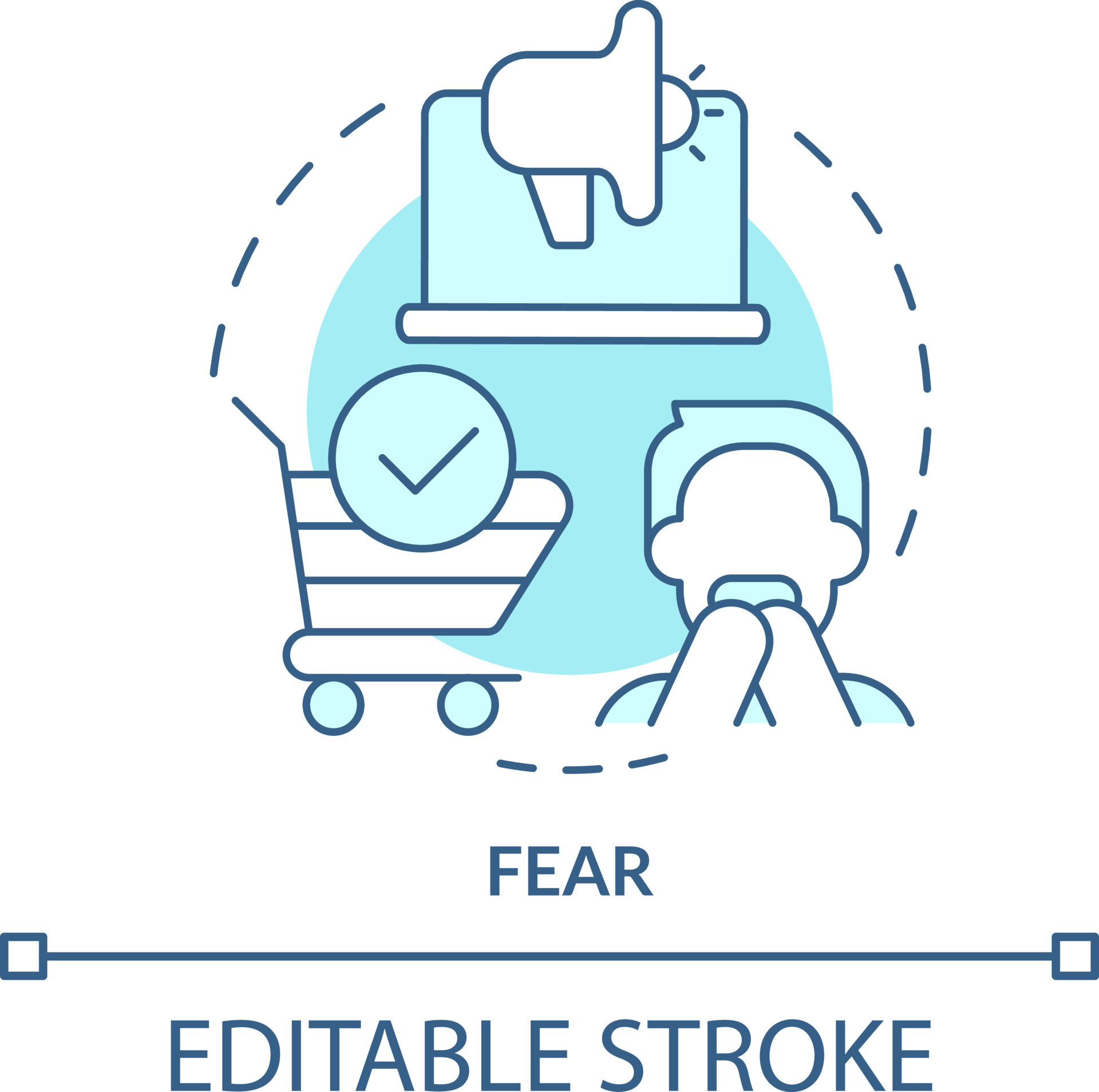 Fear Turquoise Concept Icon Emotional Trigger In Marketing Abstract
