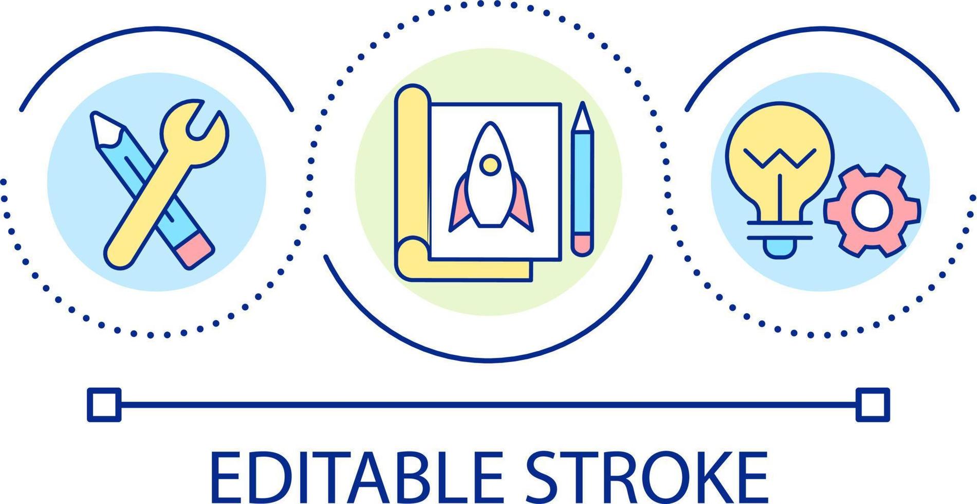 Creation process loop concept icon. Use learned knowledge and skills ...